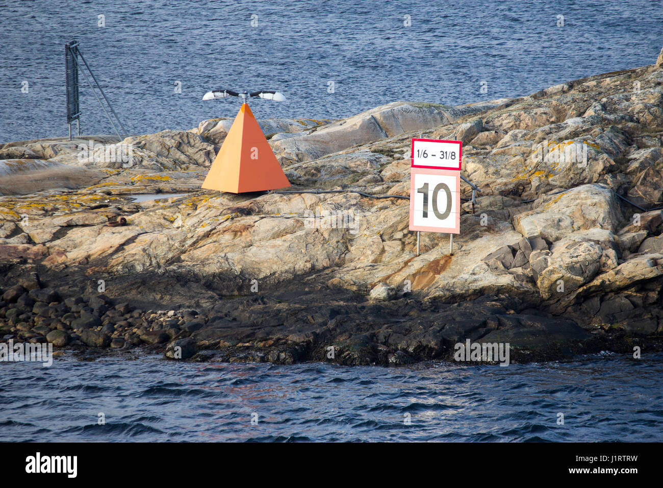 Sea mark/Navigation sign. On the Swedish coast Stock Photo - Alamy