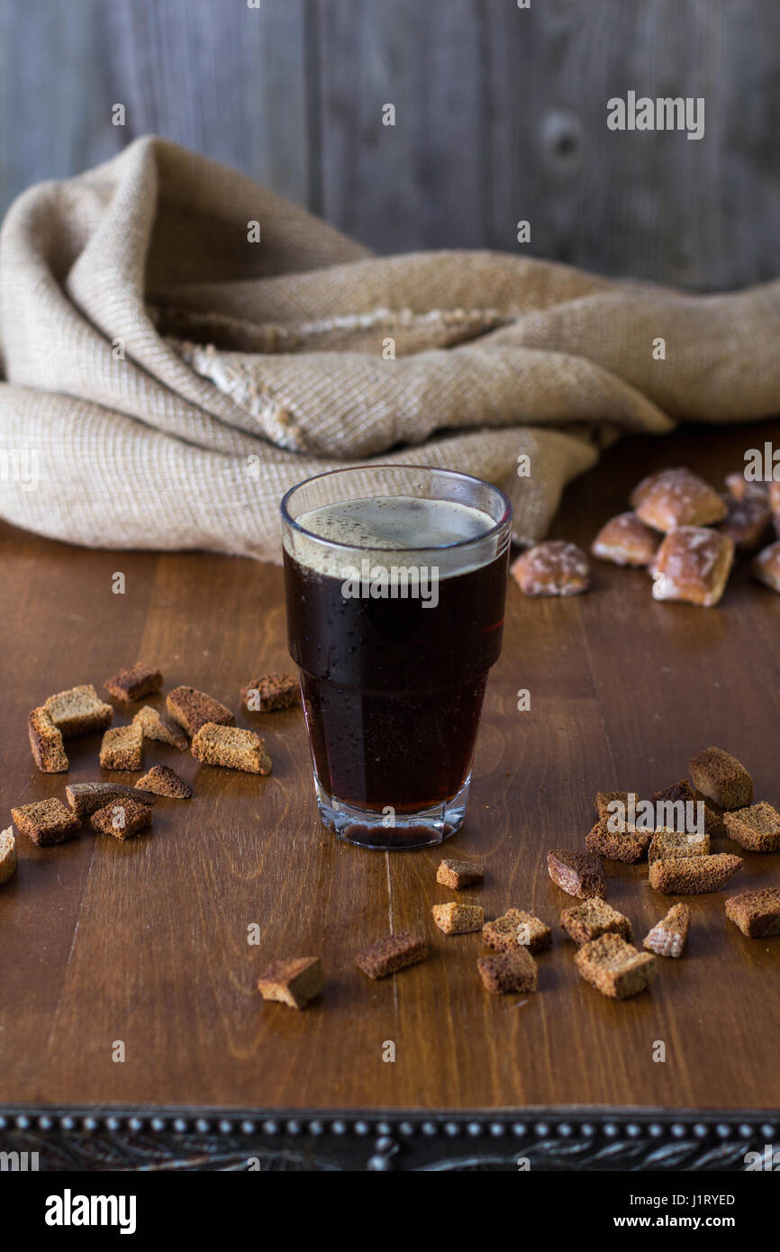 Traditional Russian drink kvass from bread, rye malt, sugar and water ...