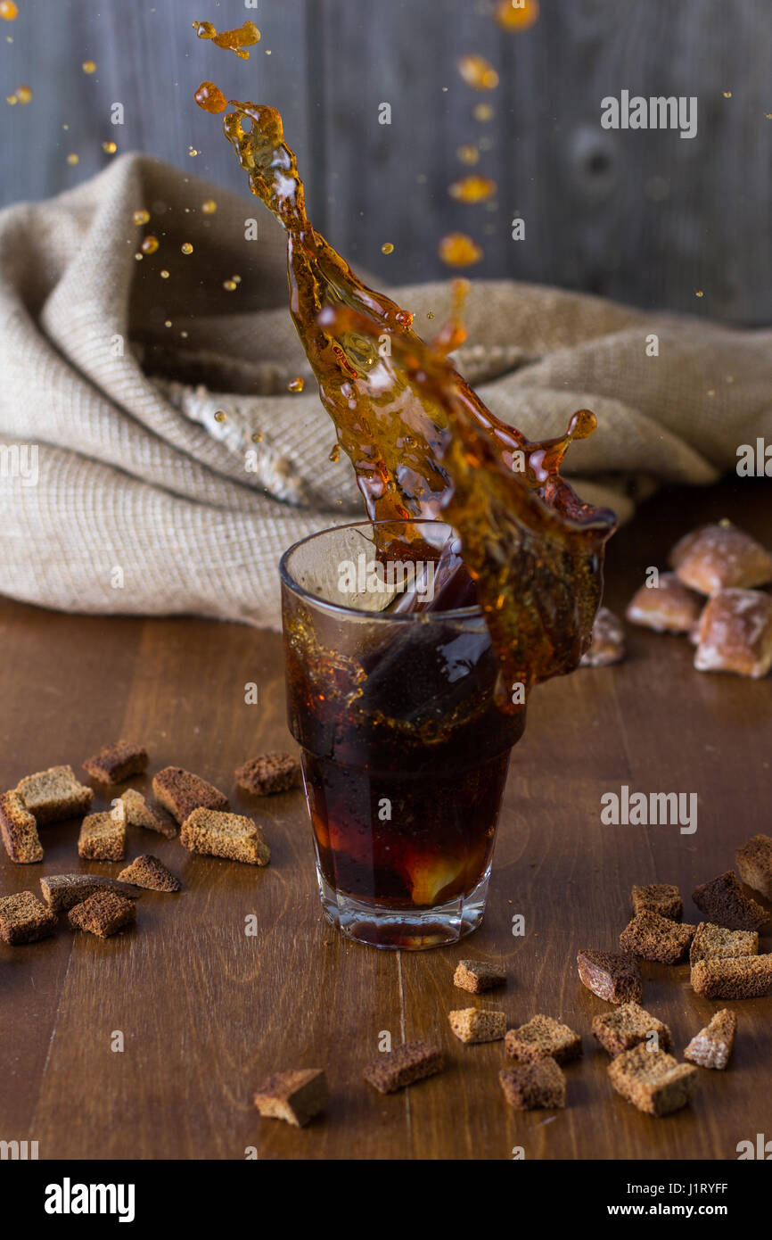 Traditional Russian drink kvass from bread, rye malt, sugar and water ...