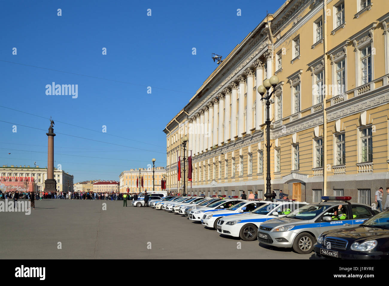 ST.PETERSBURG, RUSSIA - MAY 05, 2016: Military vehicles road inspection ...