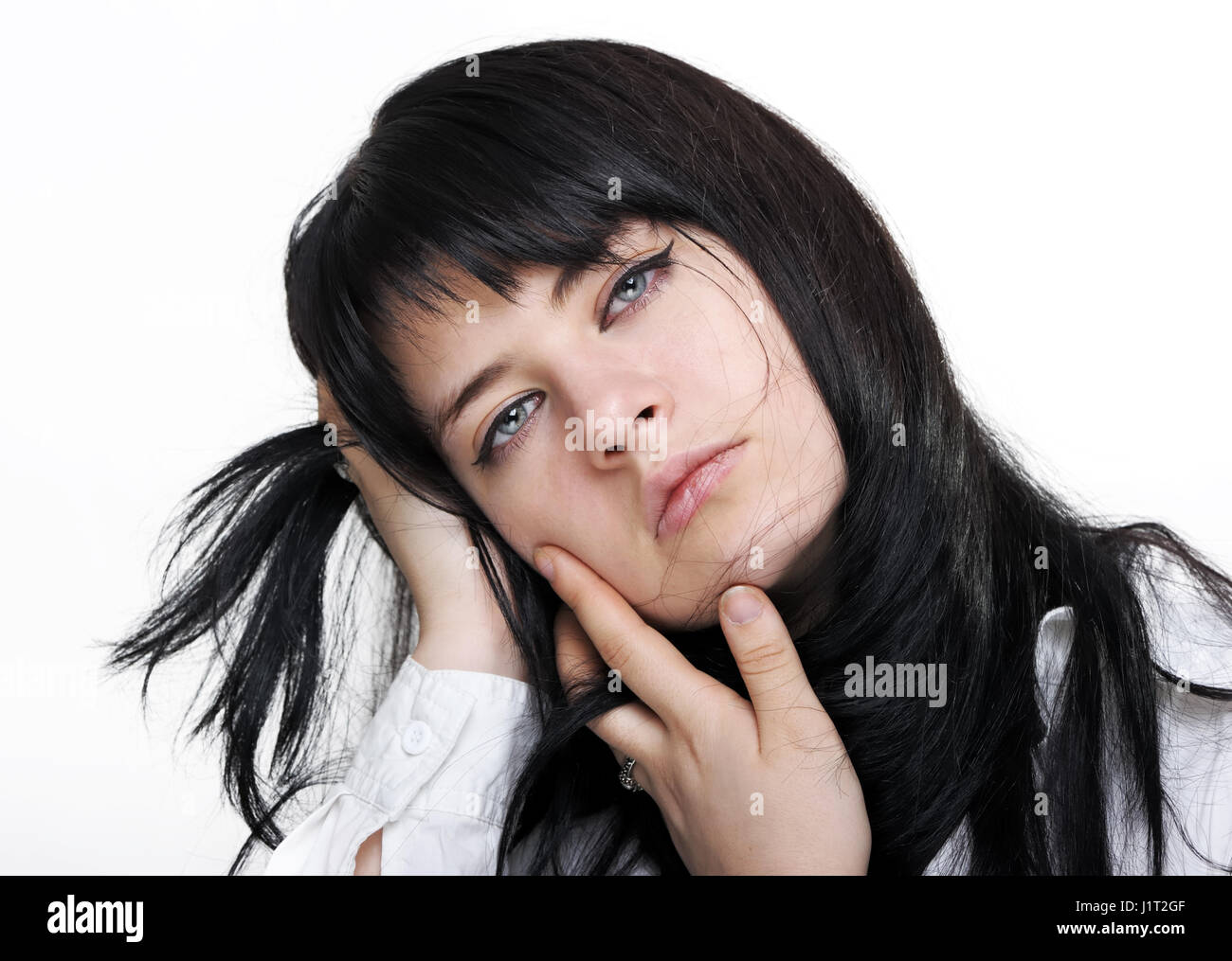 Girl on isolated white background Stock Photo - Alamy