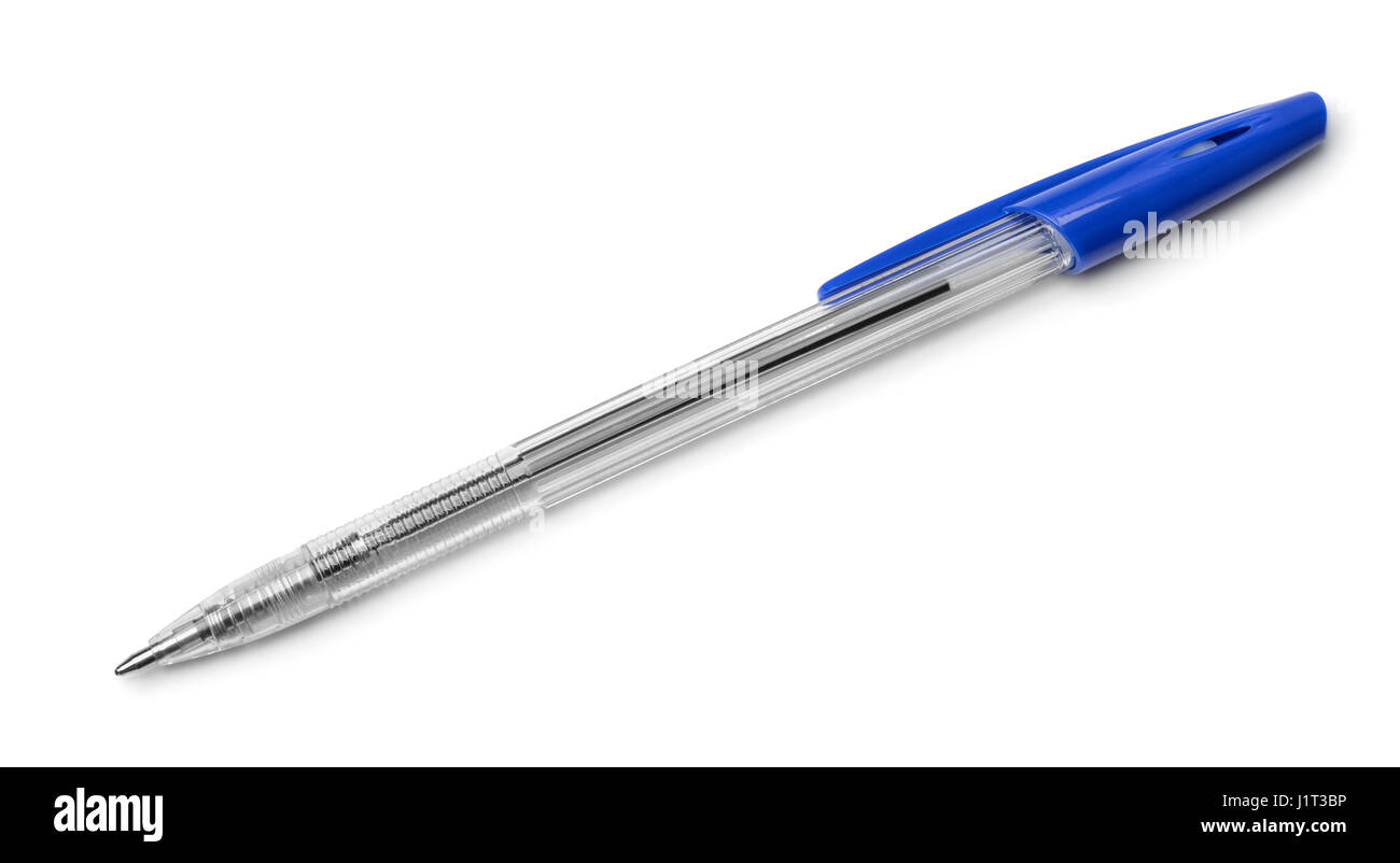 Top view of plastic ballpoint pen isolated on white Stock Photo - Alamy