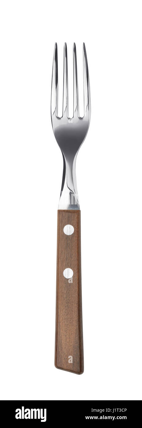 Steel fork with wooden handle isolated on white Stock Photo - Alamy