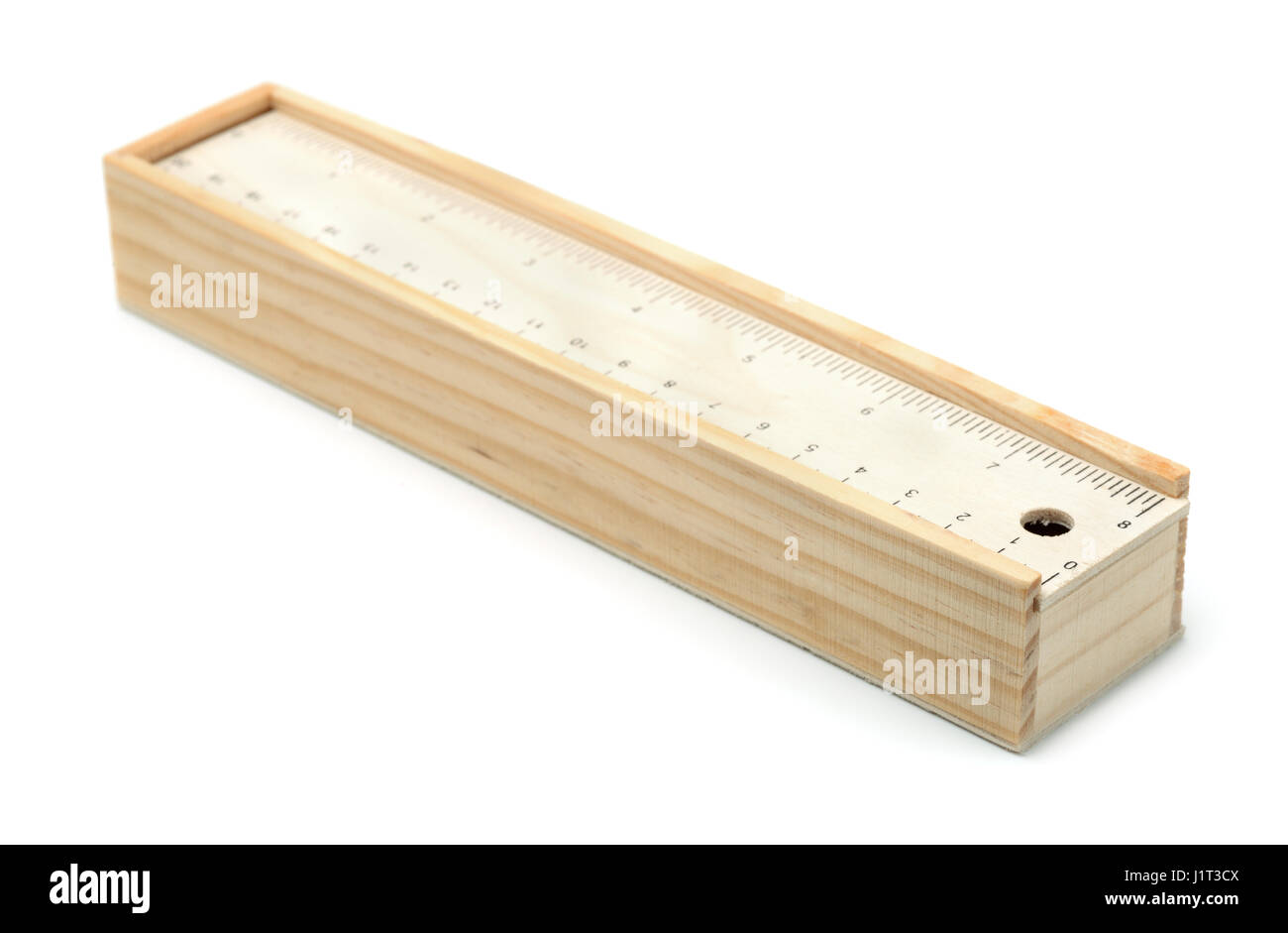 Wooden pencil box isolated on white Stock Photo - Alamy