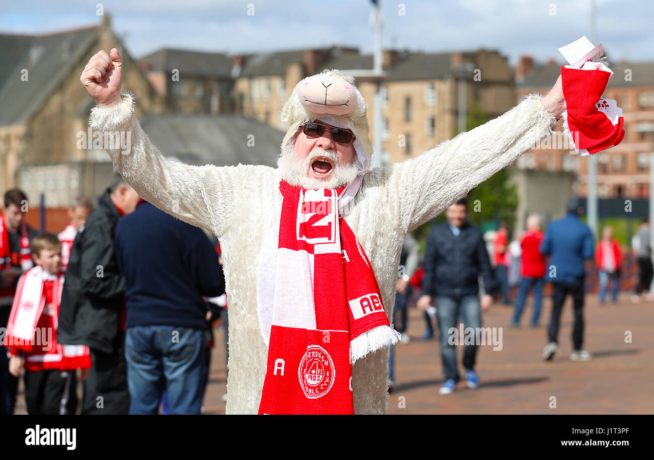 An Aberdeen fan in sheep costume arriving for the Scottish Cup, Semi ...