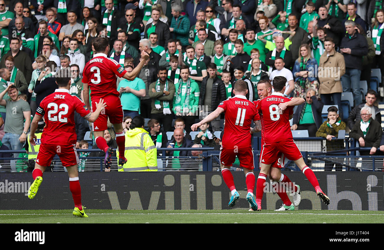 Aberdeen's Adam Rooney celebrates scoring his side's first goal of the ...