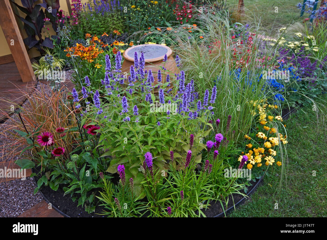A colourful flower border with a range of bright colours Stock Photo ...