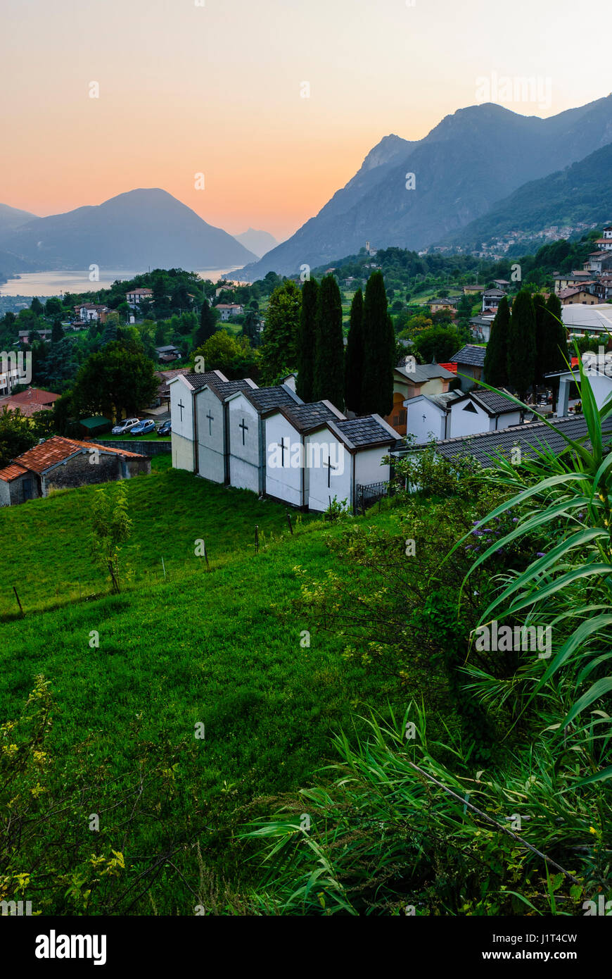 The outside wall of the village crematorium in Carlazzo, Italy Stock ...
