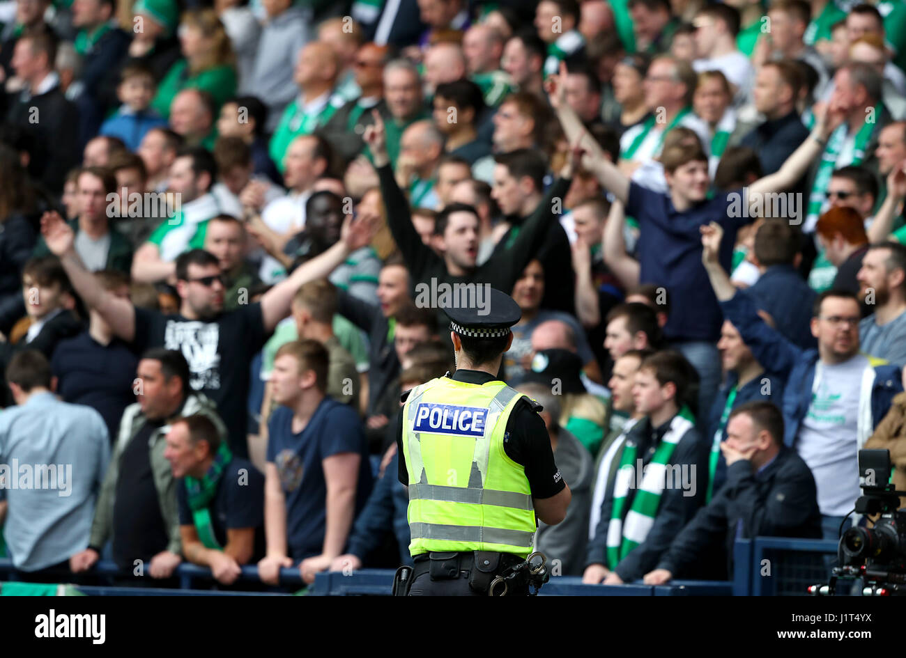 Hibernian fans in the stands during the Scottish Cup, Semi Final match ...
