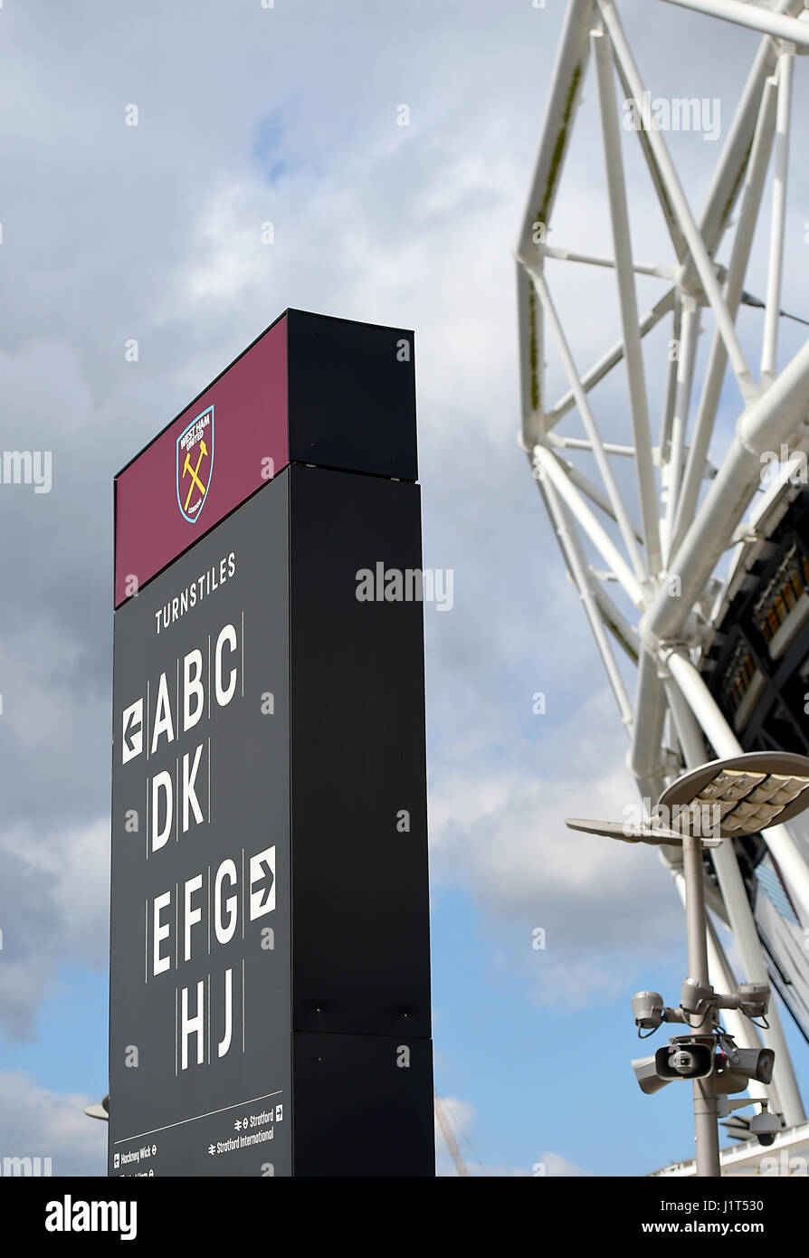 Signage outside the stadium before the Premier League match at London ...
