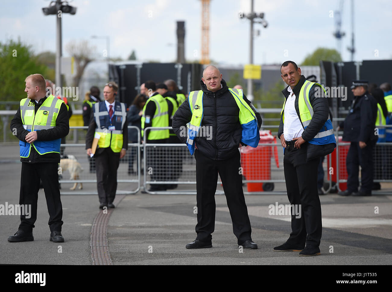 Security outside the stadium before the Premier League match at London ...