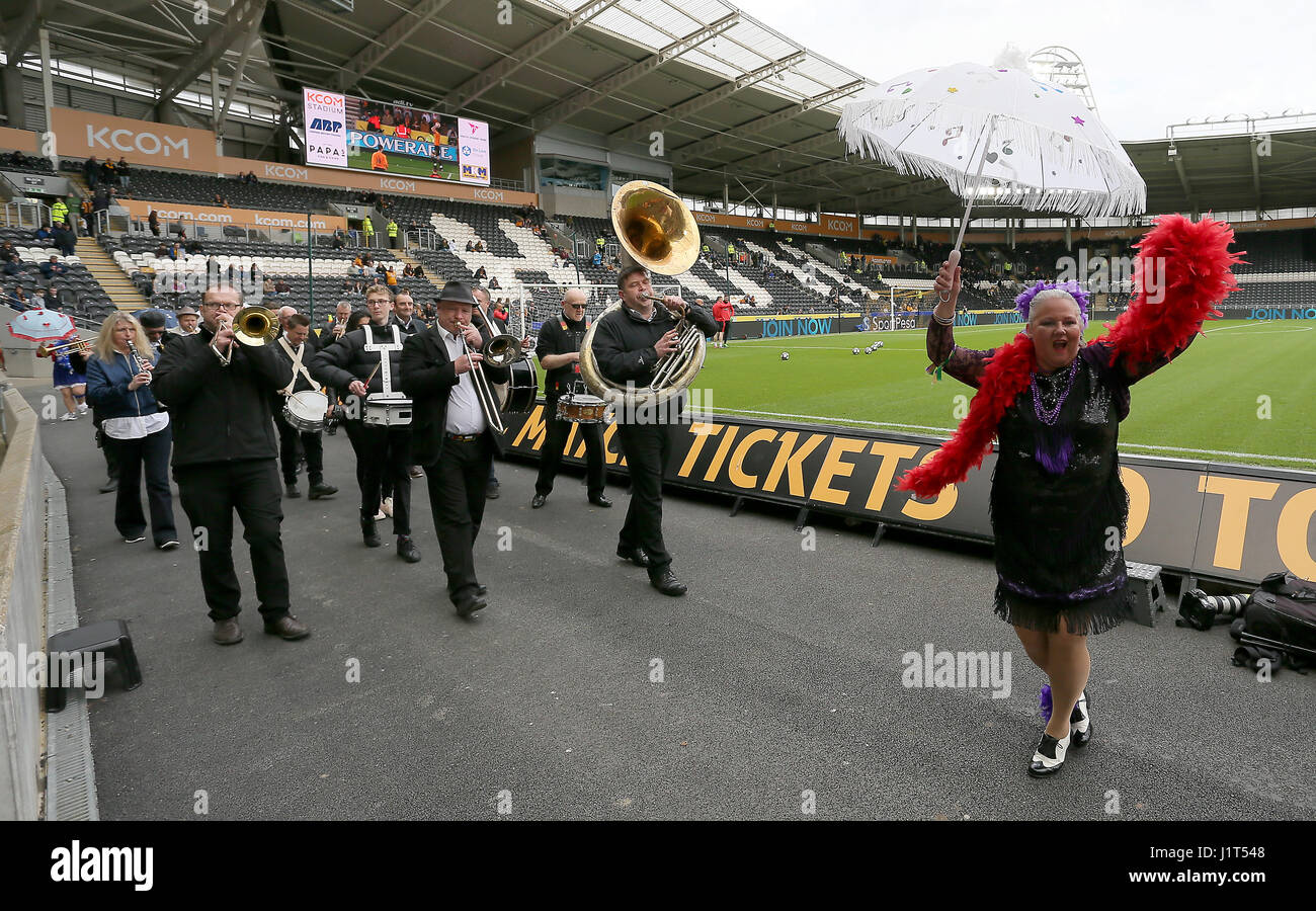A marching parade in the stadium before the Premier League match at the ...