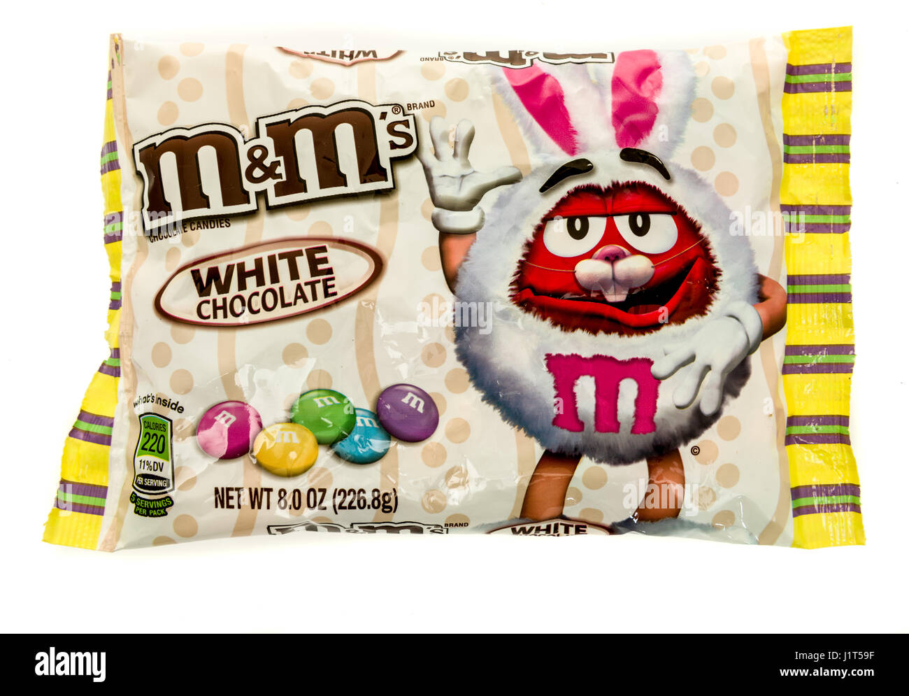 Winneconne, WI - 16 April 2017: A bag of M&M's white chocolate on an ...
