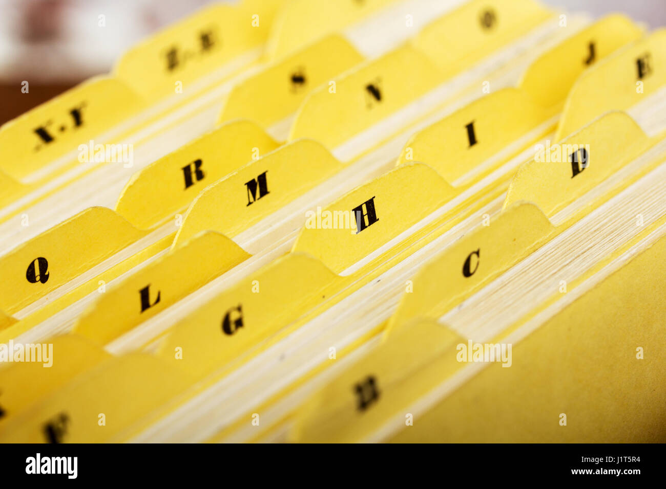 Close up of alphabetical index cards in a box Stock Photo - Alamy