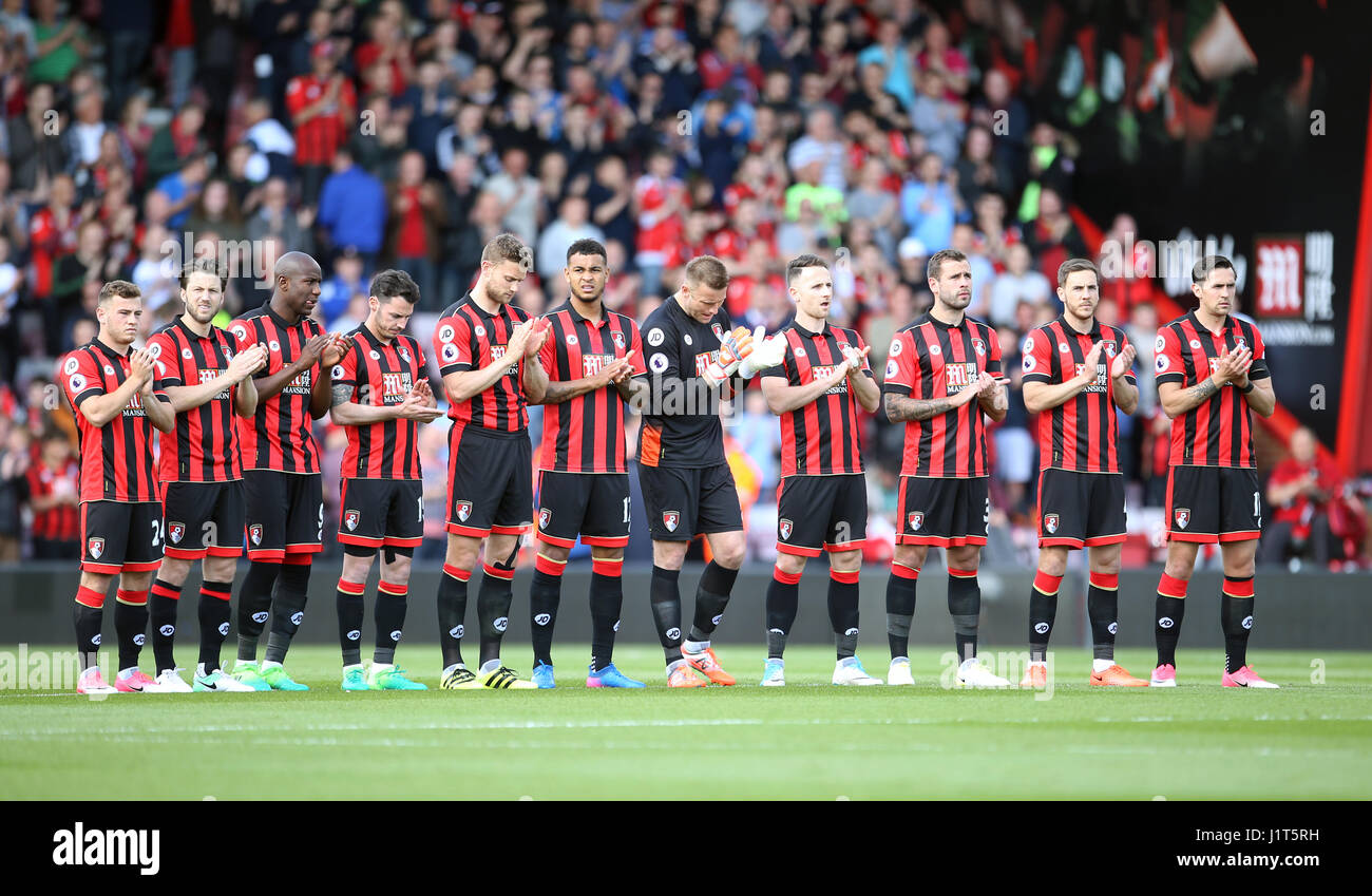 AFC Bournemouth players hold a minute's applause in memory of Ugo ...