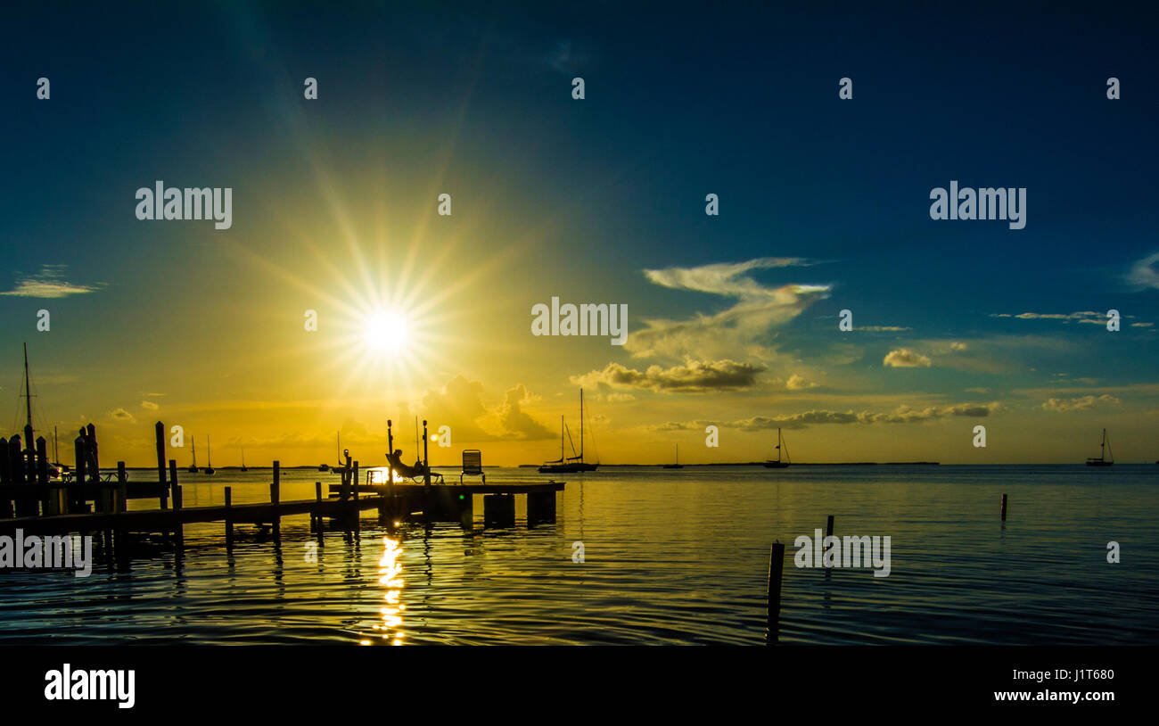 Florida keys oceans and resorts docks and ocean Stock Photo - Alamy