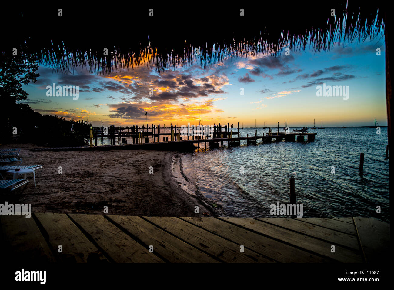 Florida keys oceans and resorts docks and ocean sunset Stock Photo - Alamy