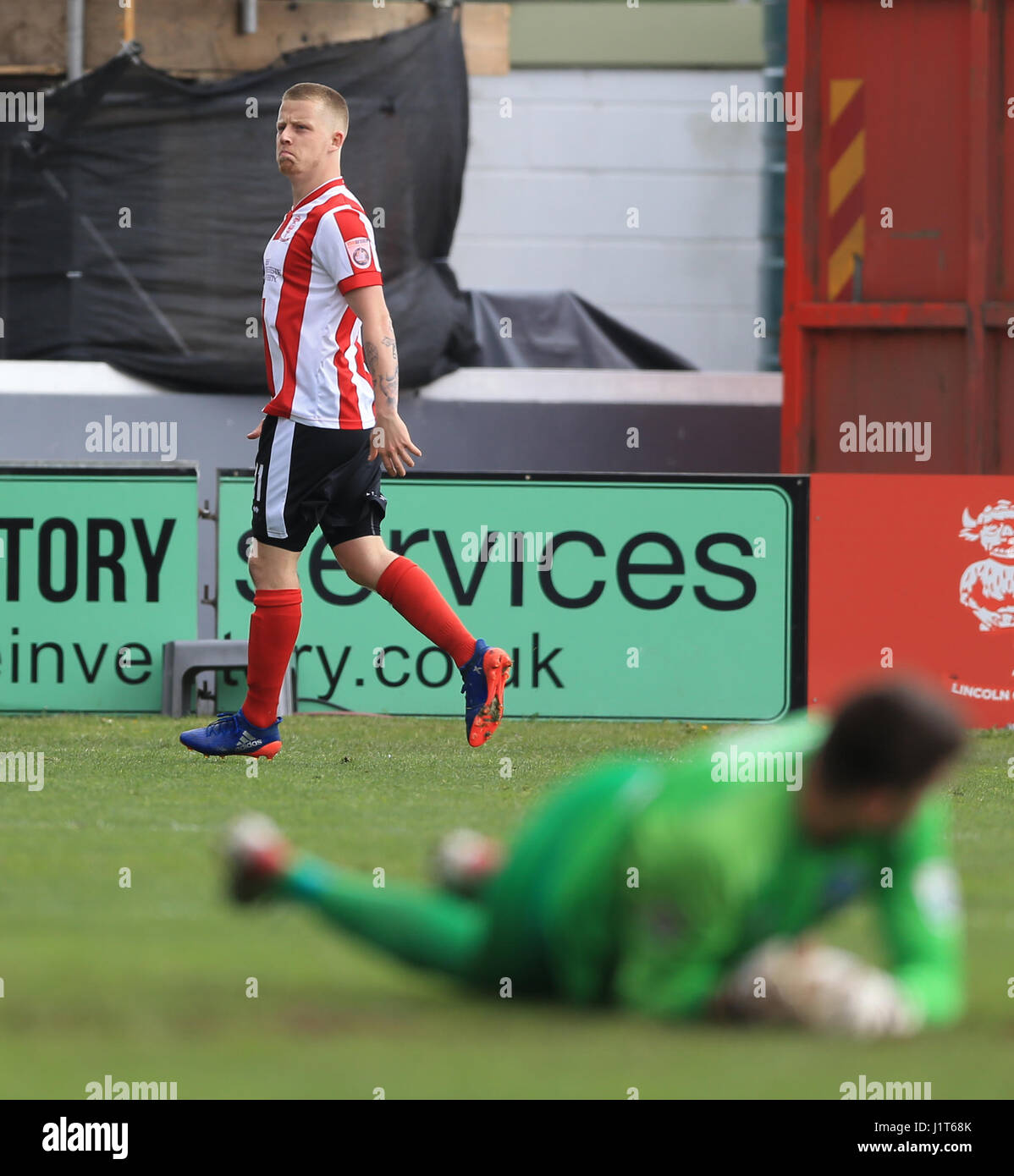 Lincoln City's Terry Hawkridge celebrates scoring his side's second ...