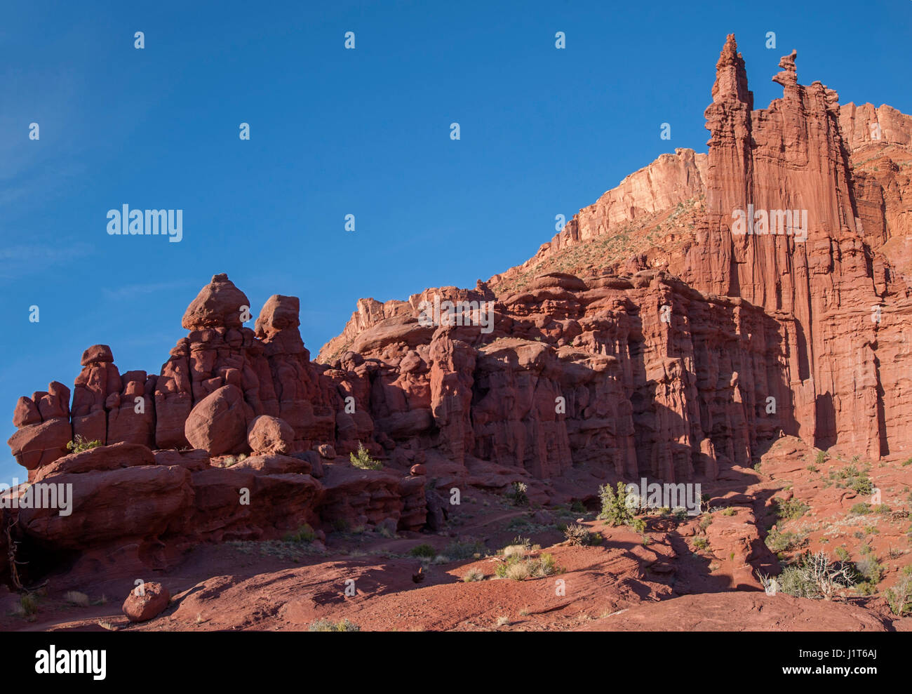 Weirdness in the rocks at Fisher Towers, near Moab, Utah Stock Photo ...