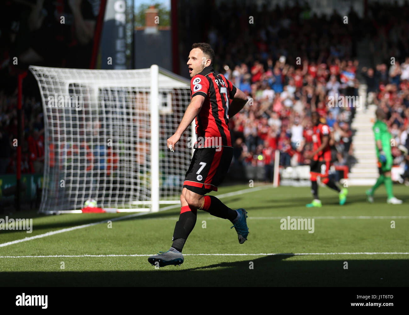 AFC Bournemouth's Marc Pugh celebrates scoring his side's third goal of ...