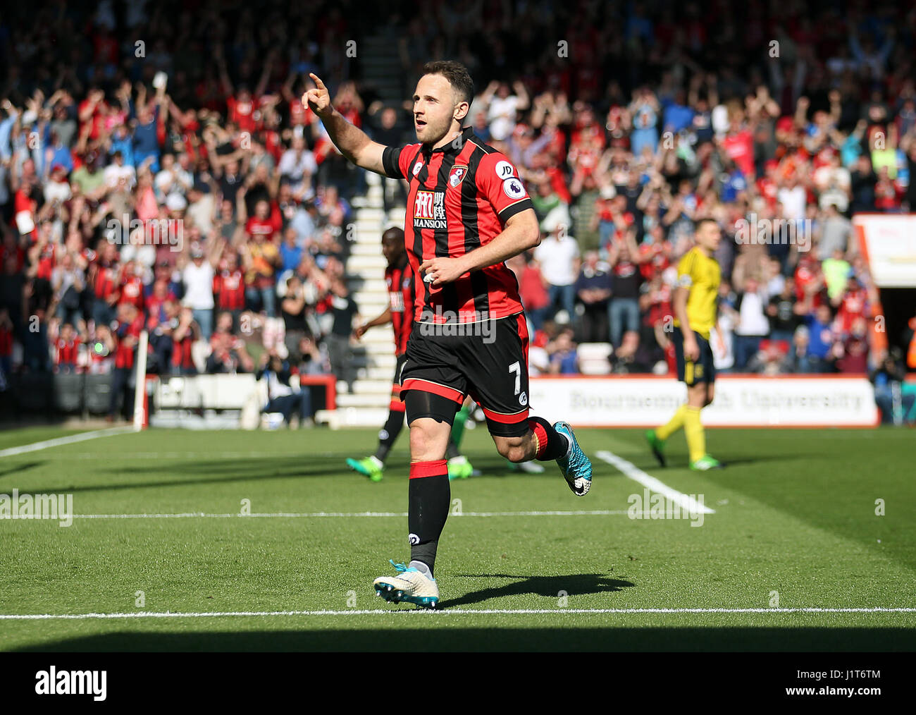 AFC Bournemouth's Marc Pugh celebrates scoring his side's third goal of ...