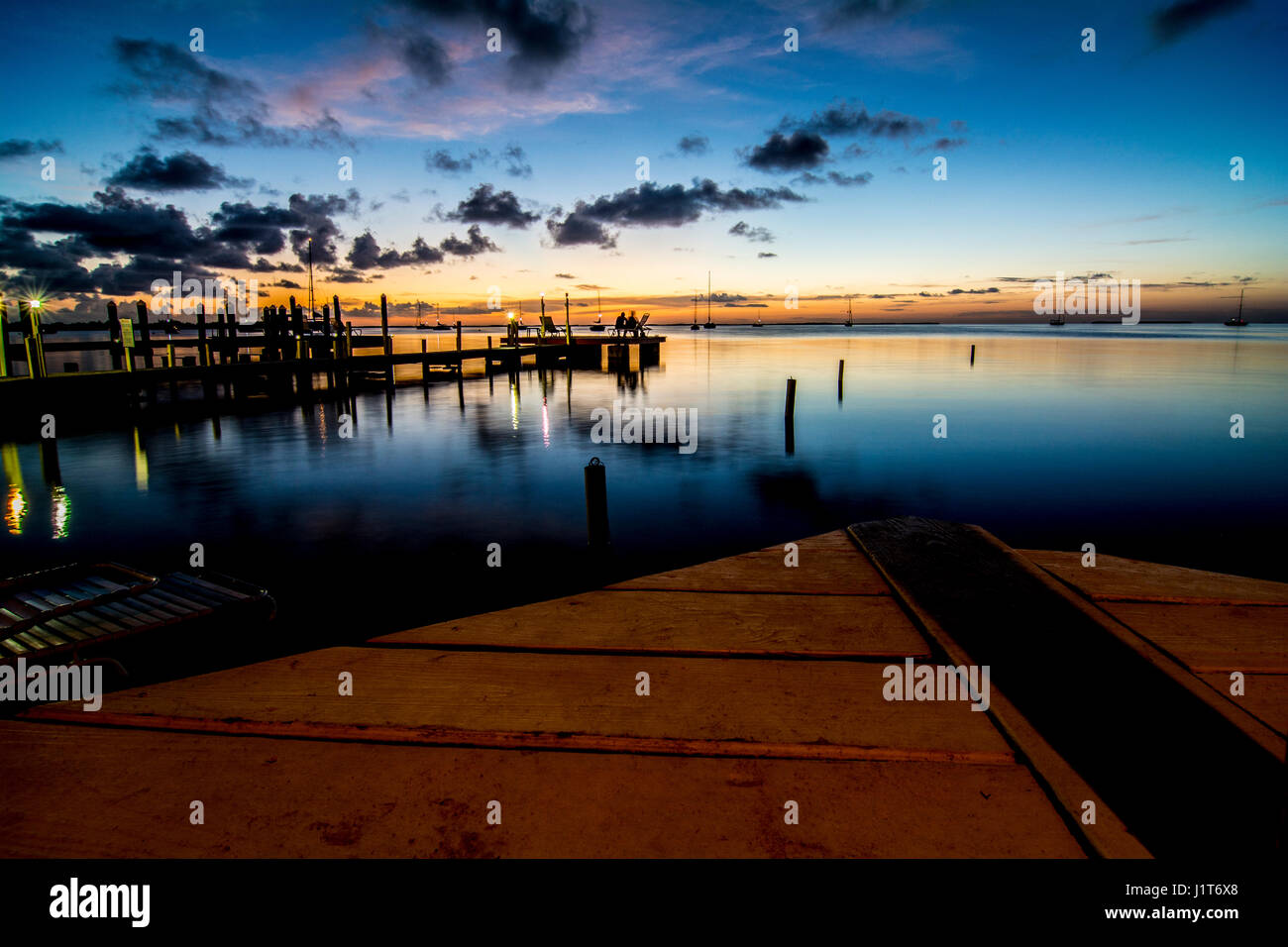 Florida Keys ocean at night reflections in ocean Stock Photo - Alamy