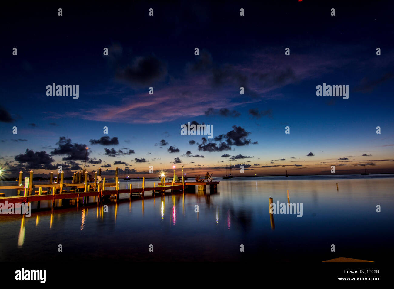 Florida Keys ocean at night reflections in ocean Stock Photo - Alamy