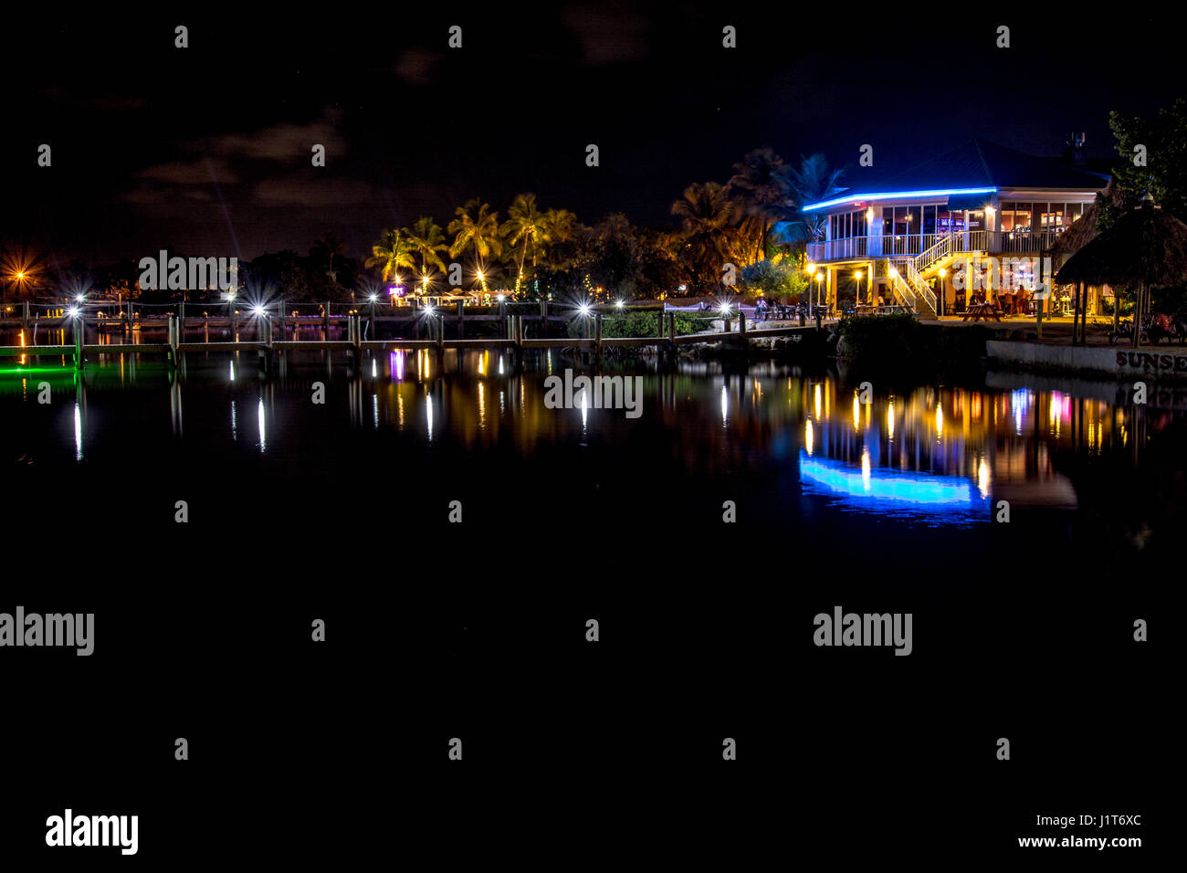Florida Keys ocean at night reflections in ocean Stock Photo - Alamy