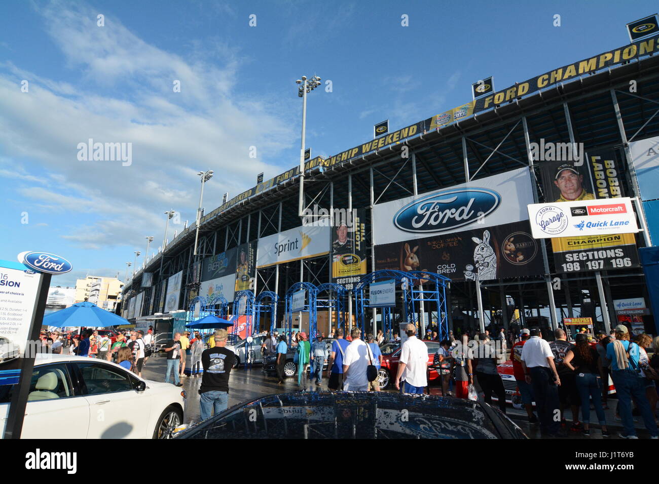 NASCAR race at Miami Homestead Speedway fan view Stock Photo - Alamy