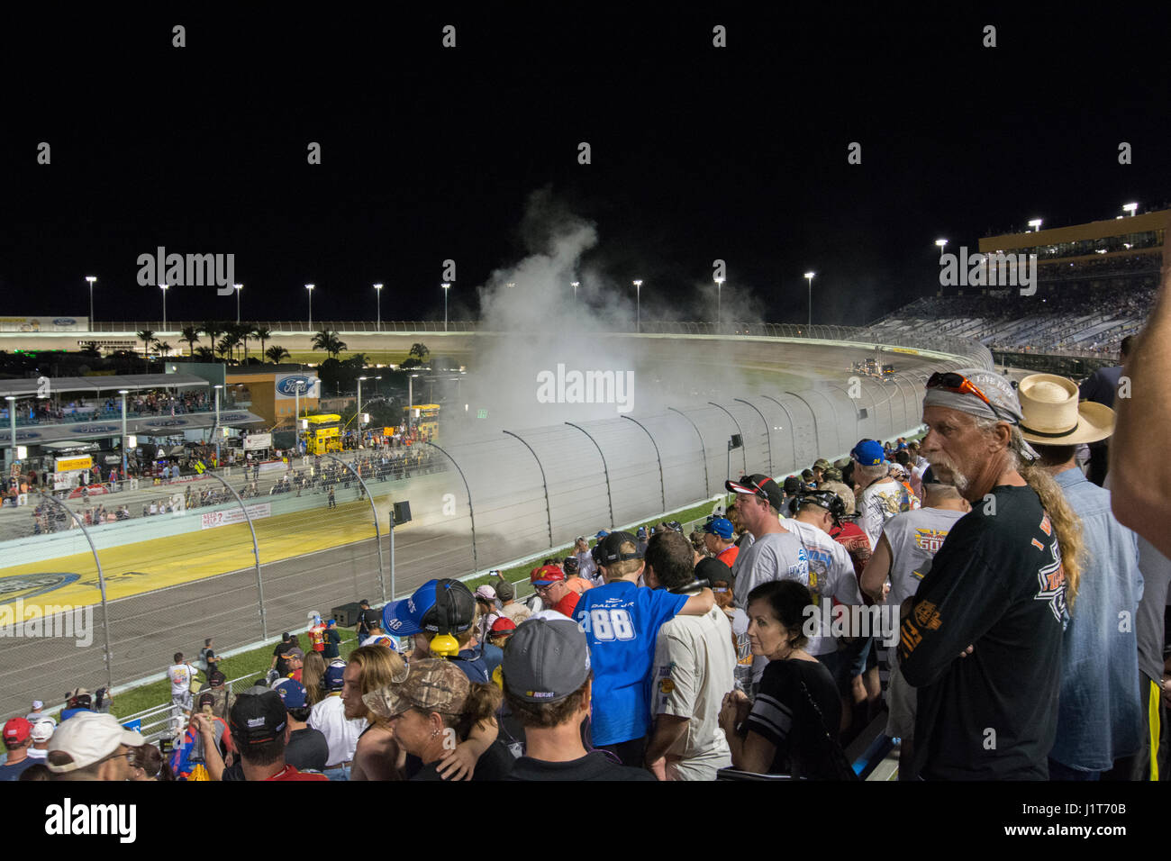 NASCAR race at Miami Homestead Speedway fan view Stock Photo - Alamy