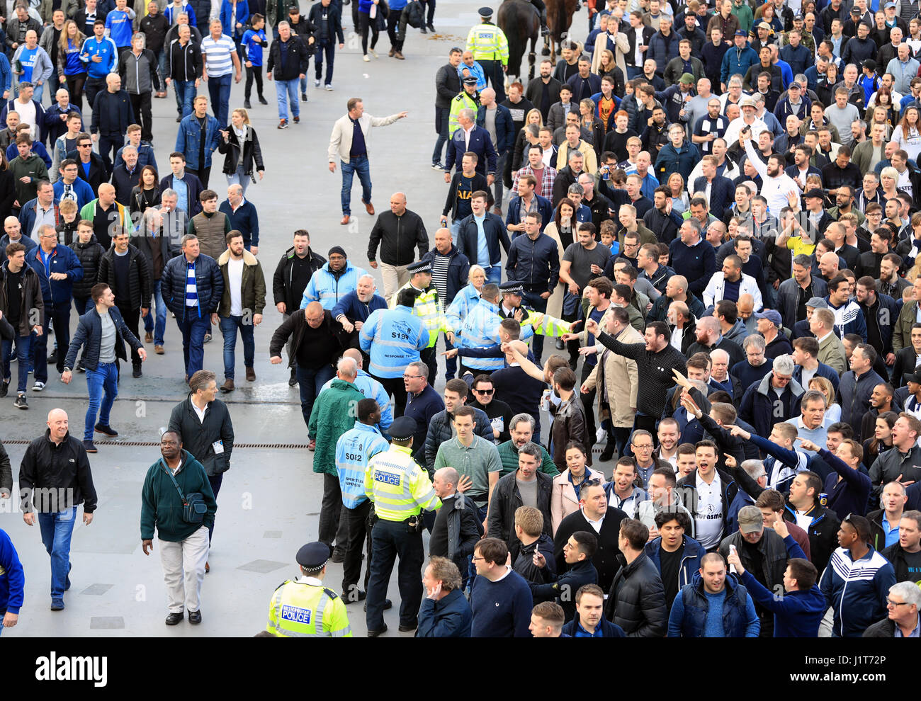 Fans and police on Wembley way ahead of the Emirates FA Cup, Semi Final ...
