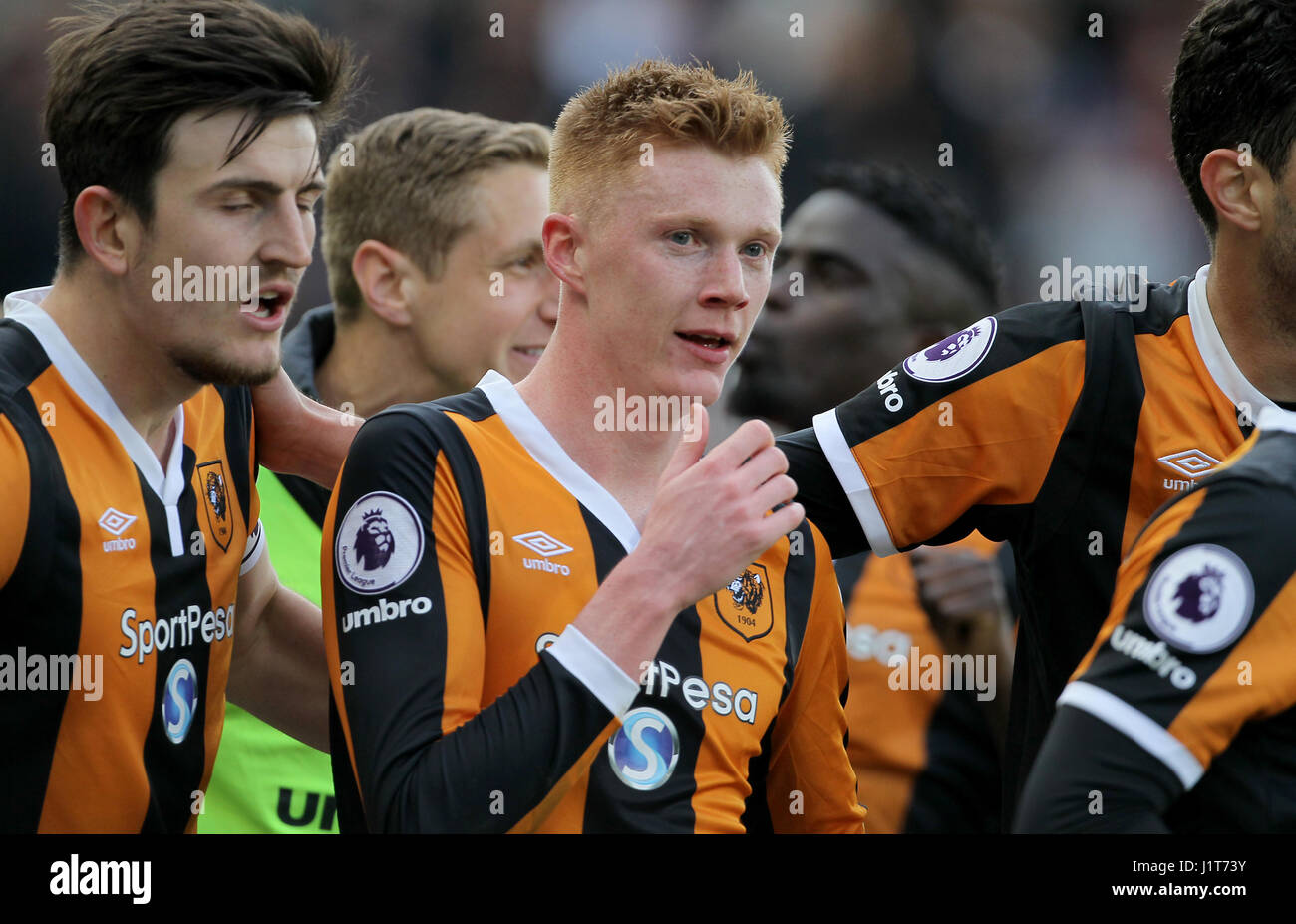 Hull City's Sam Clucas (centre) celebrates scoring his side's second ...