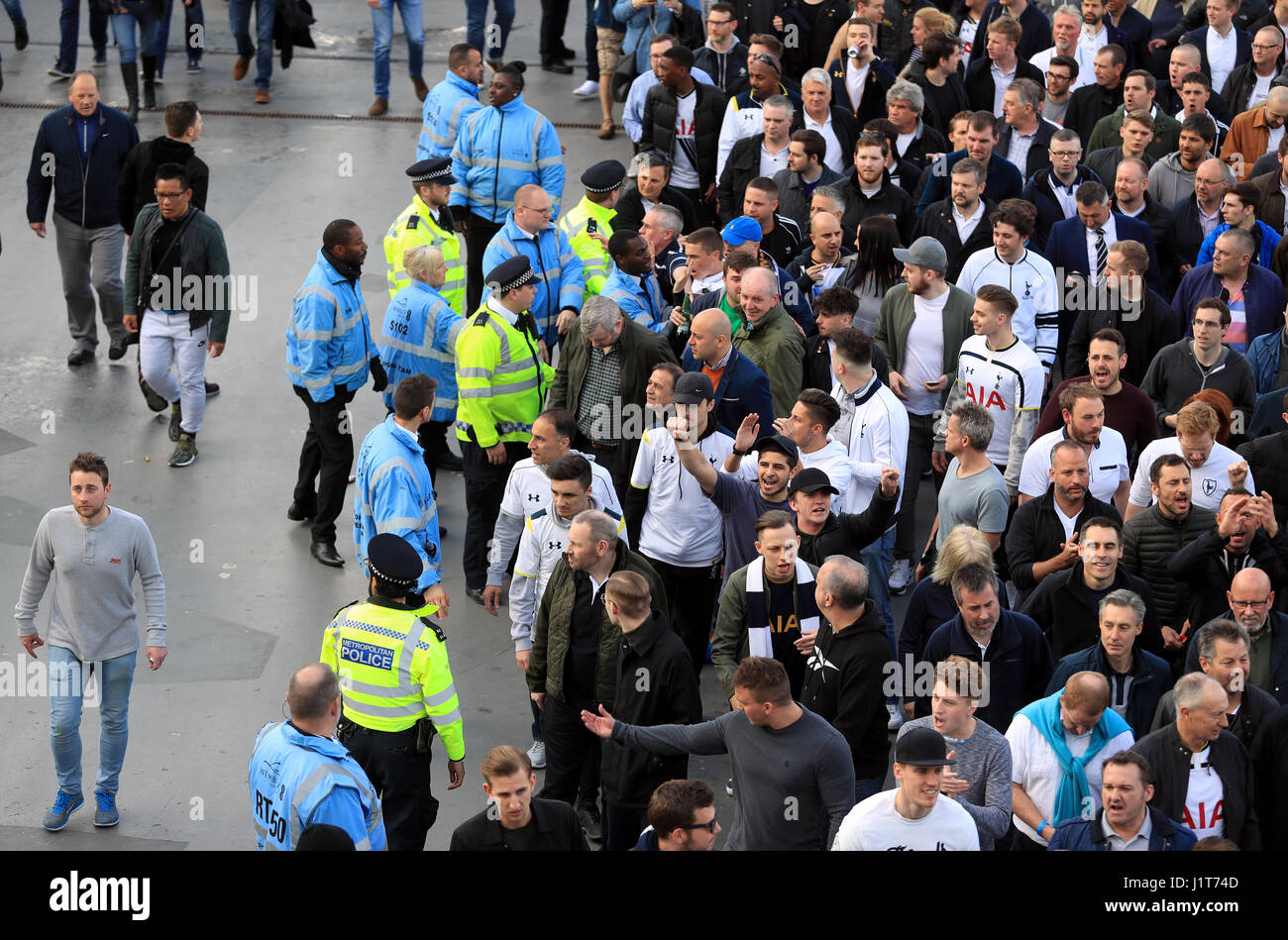Fans and police on Wembley way ahead of the Emirates FA Cup, Semi Final ...