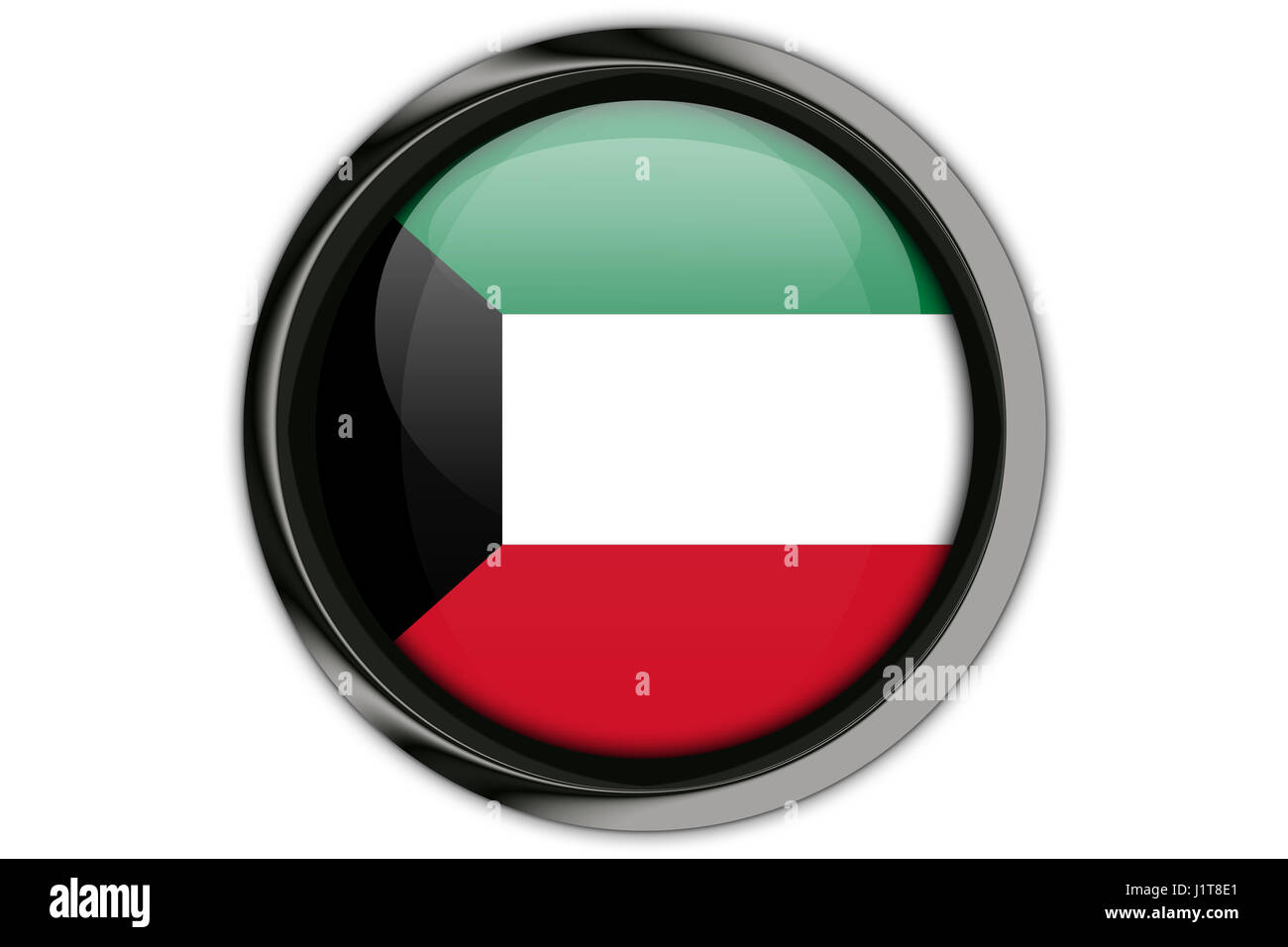 Kuwait flag in the button pin Isolated on White Background Stock Photo ...