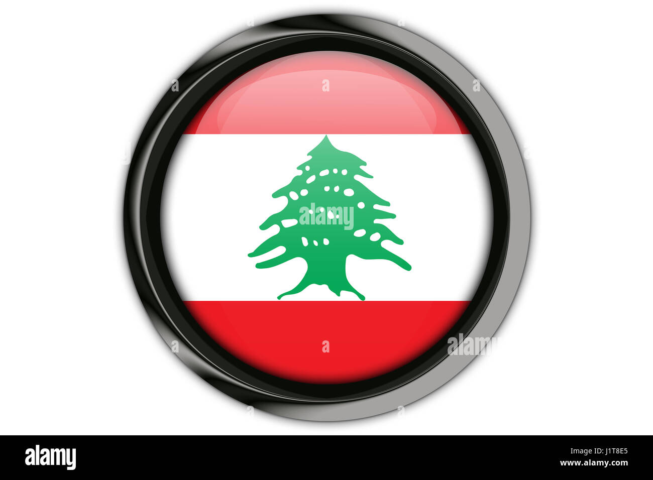 Lebanon flag in the button pin Isolated on White Background Stock Photo ...