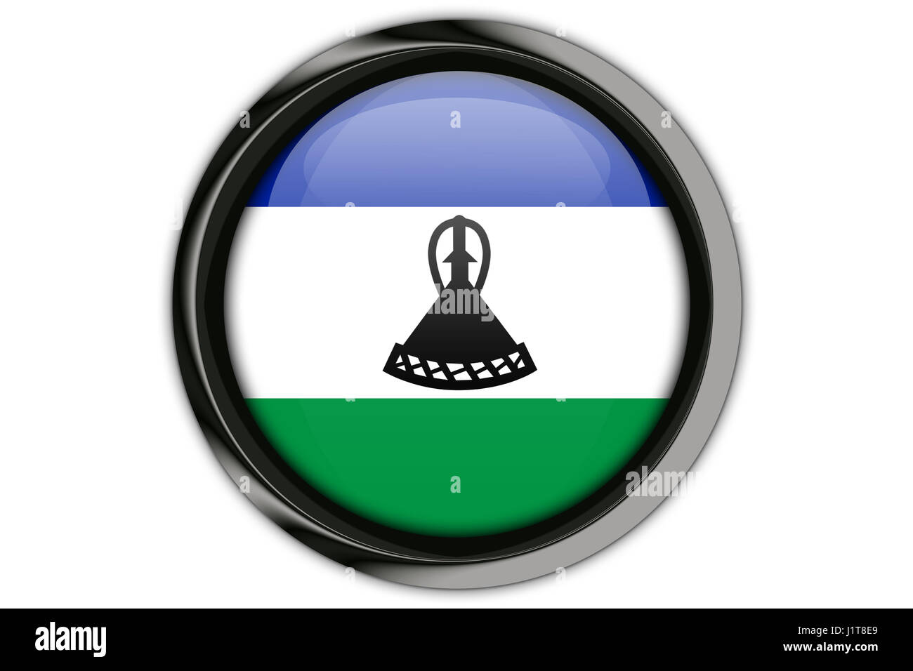 Lesotho flag in the button pin Isolated on White Background Stock Photo ...