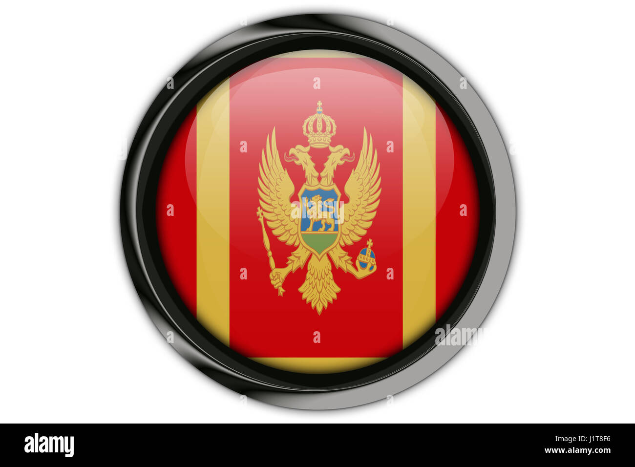 Montenegro flag in the button pin Isolated on White Background Stock ...