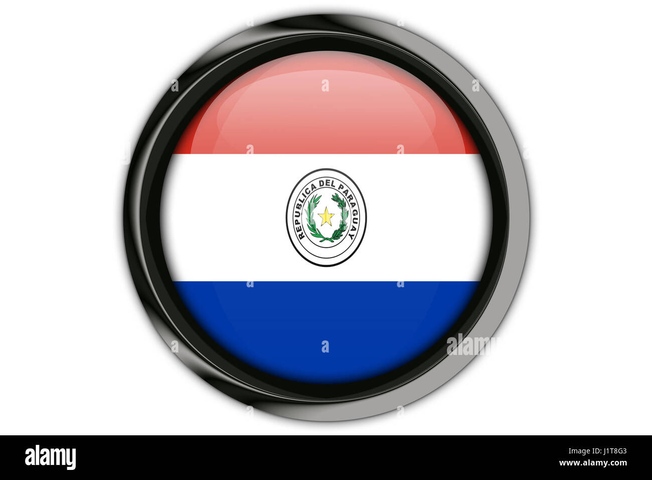 Paraguay flag in the button pin Isolated on White Background Stock ...
