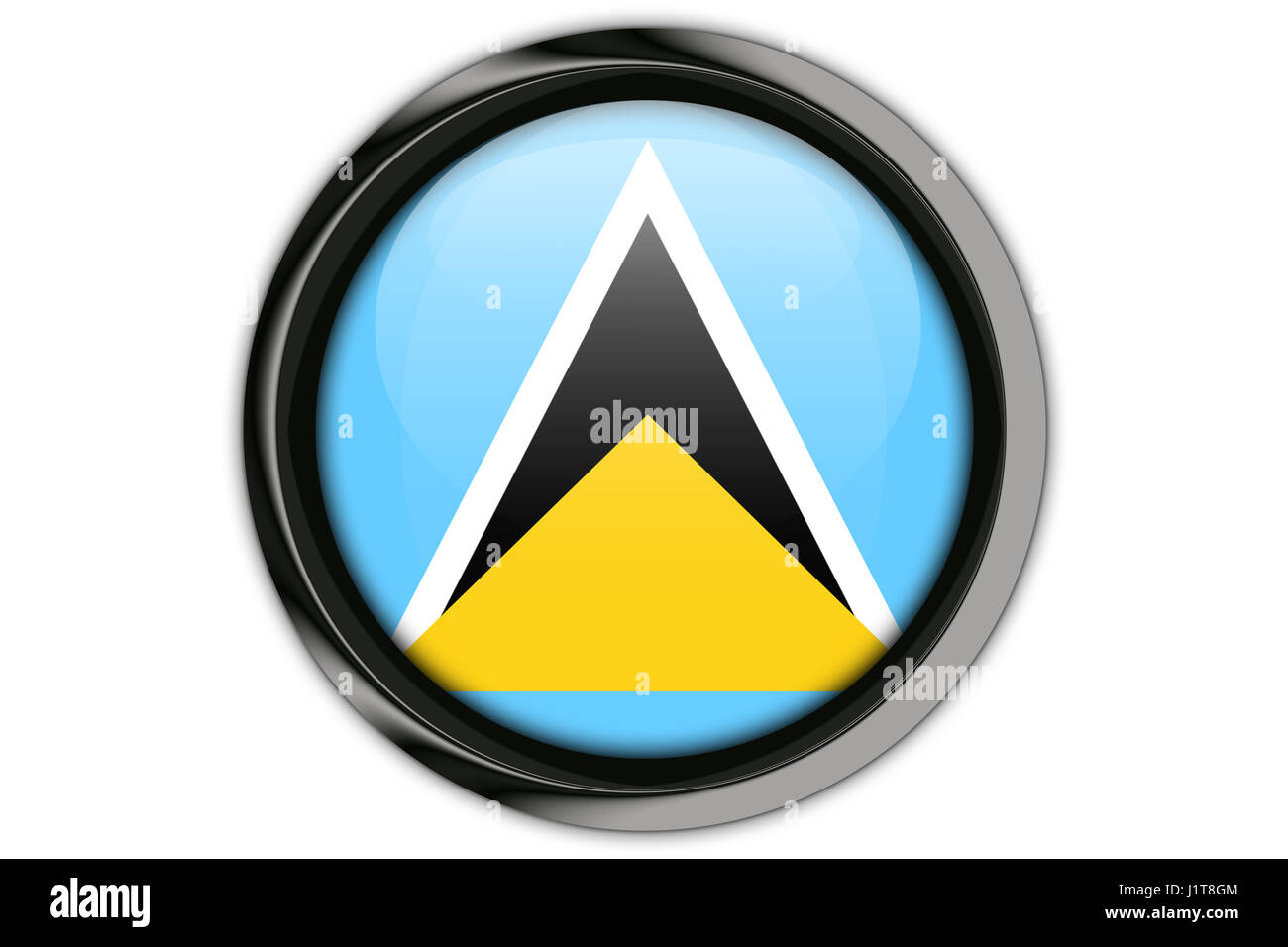 Saint Lucia flag in the button pin Isolated on White Background Stock ...