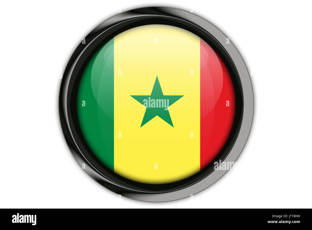Senegal flag in the button pin Isolated on White Background Stock Photo ...