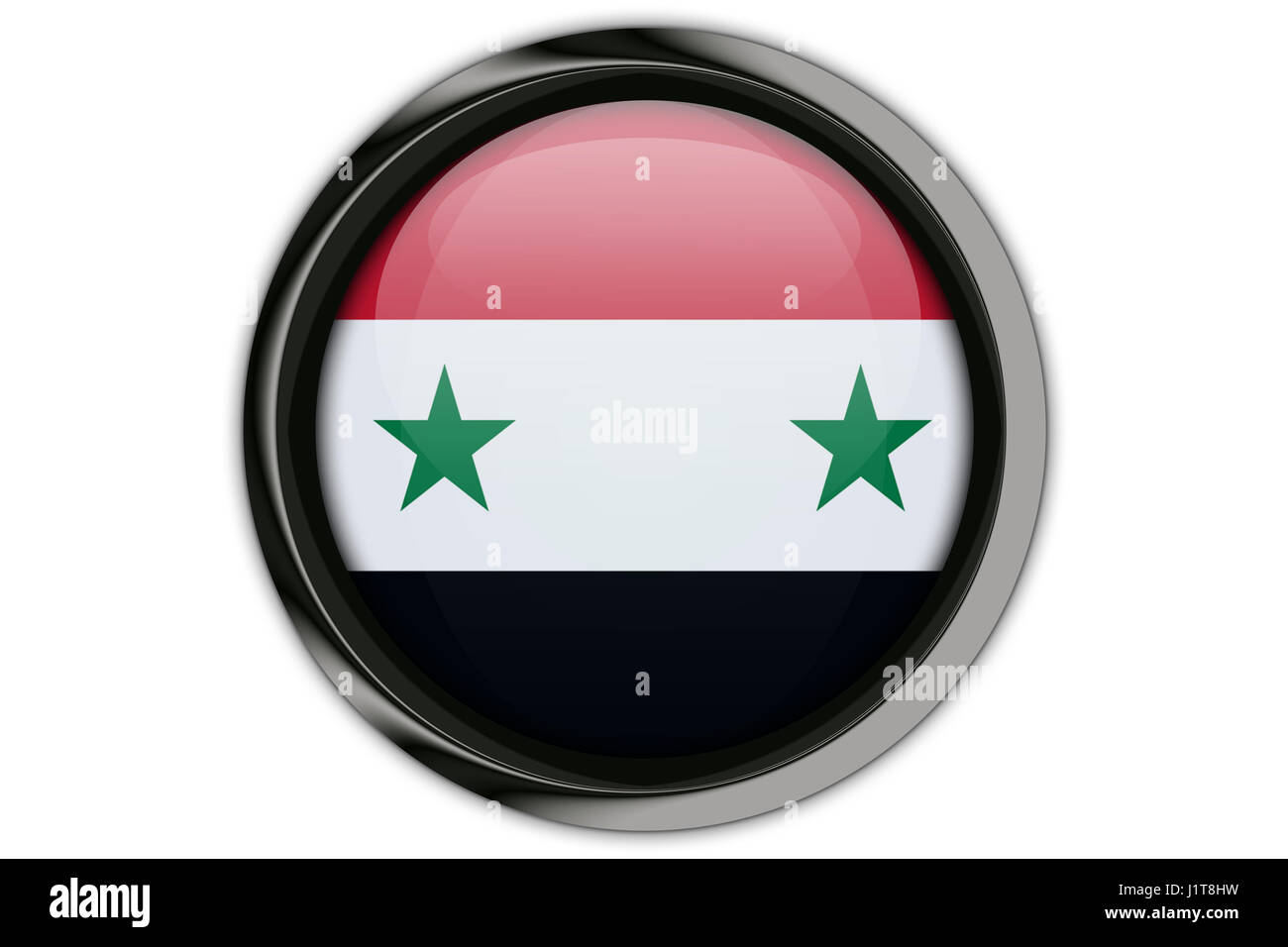 Syria flag in the button pin Isolated on White Background Stock Photo ...