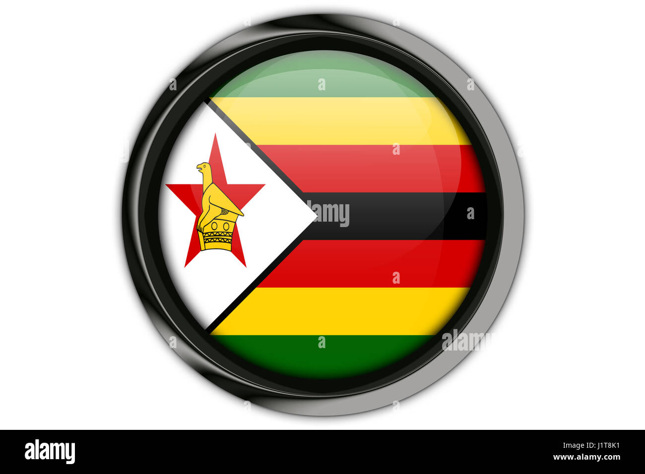Zimbabwe flag in the button pin Isolated on White Background Stock ...