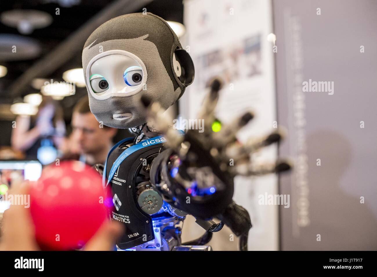 "Nikita" the robots name is an I Cub that is able to track objects and ...