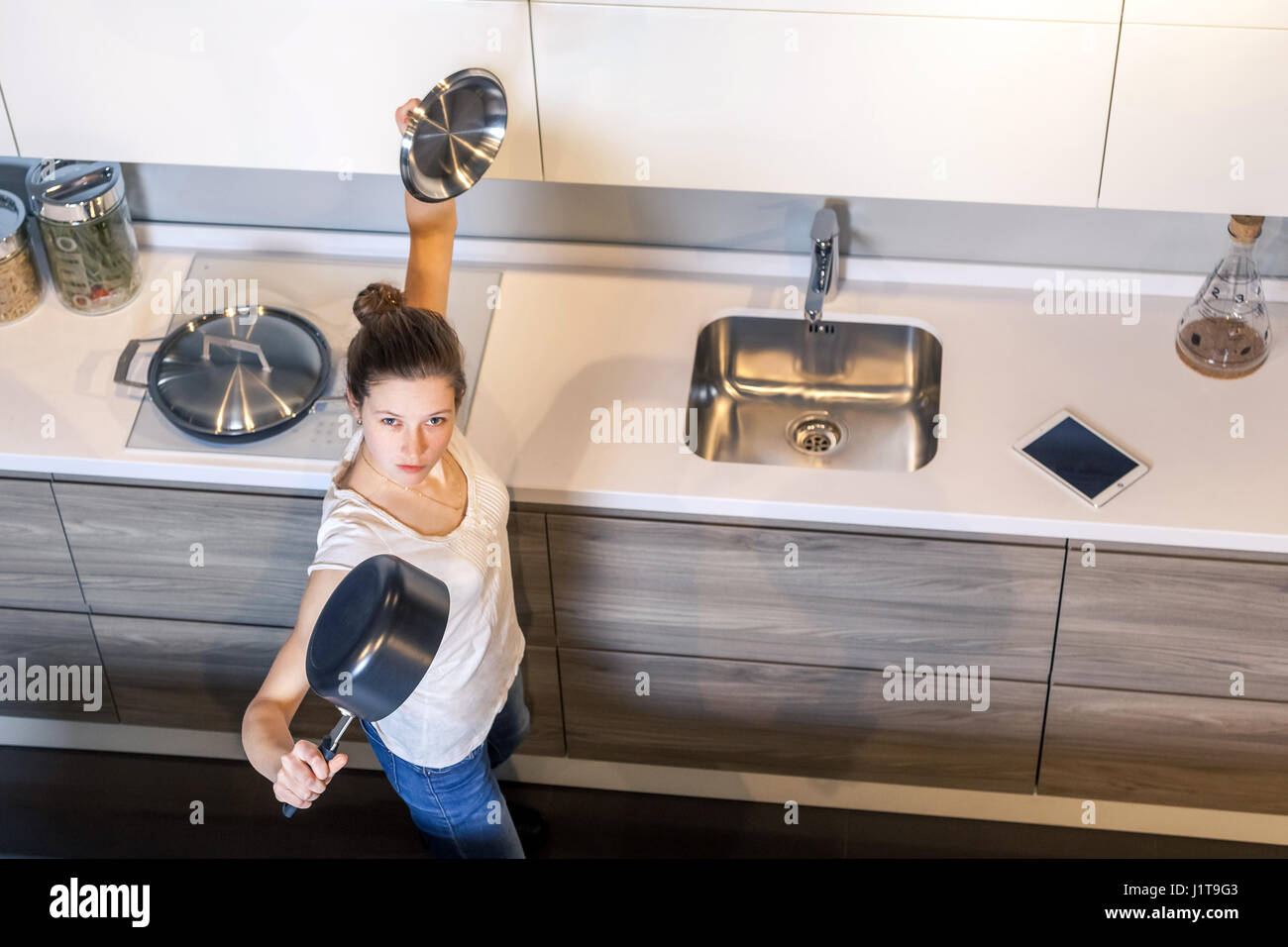 Woman pan frustration hi-res stock photography and images - Alamy
