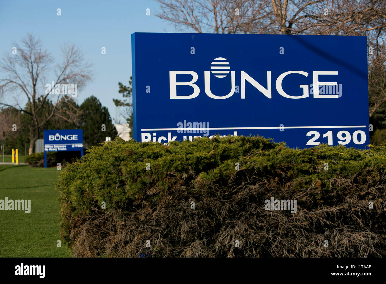 A logo sign outside of a facility occupied by Bunge Limited in Oakville ...