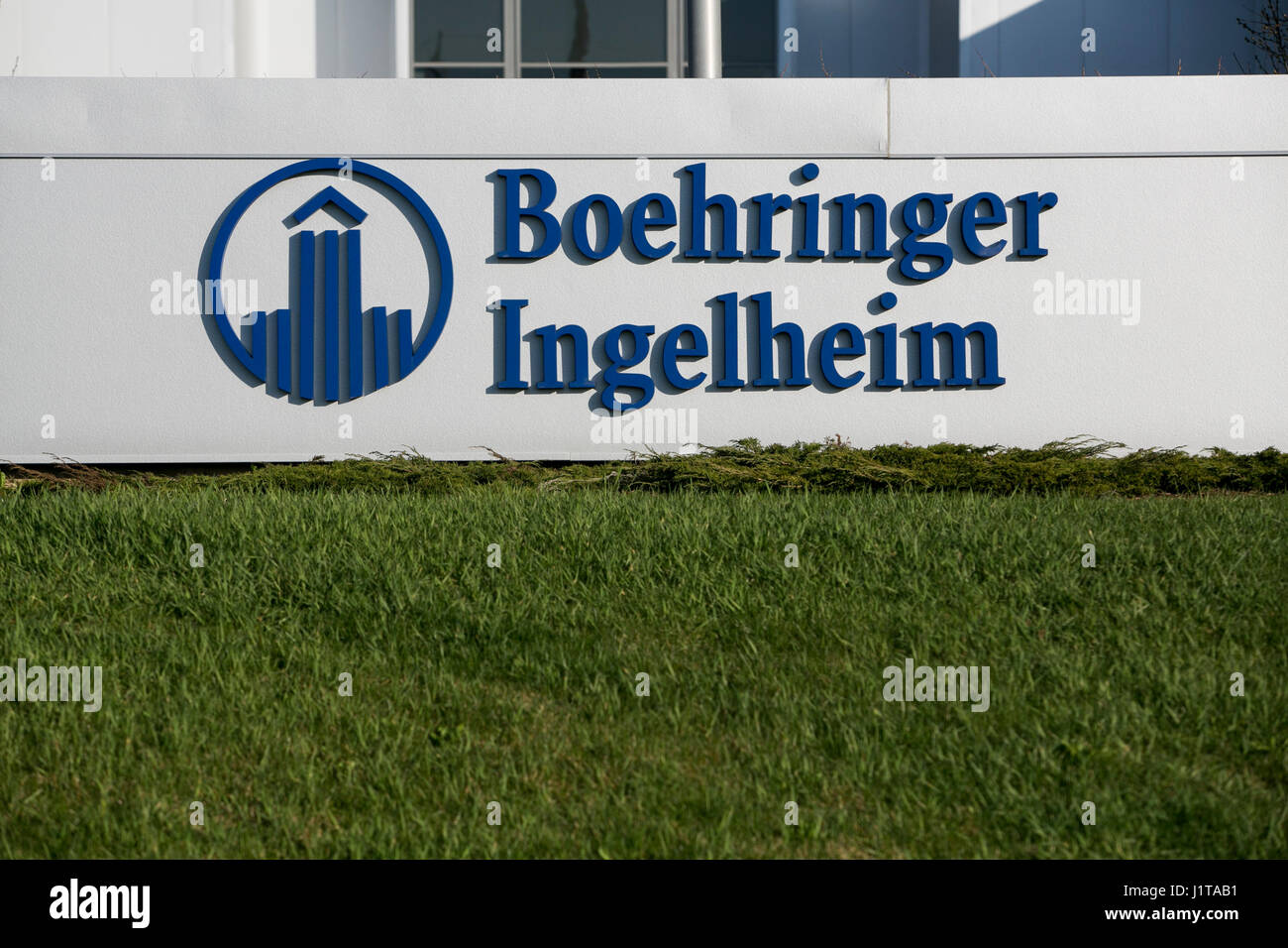 A logo sign outside of a facility occupied by Boehringer Ingelheim in ...