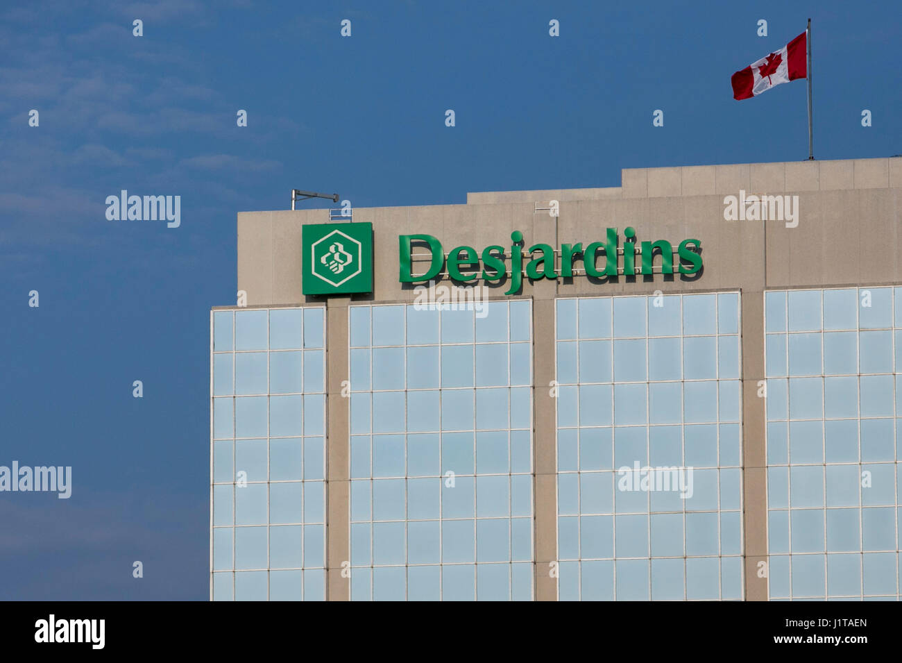 A logo sign outside of a facility occupied by The Desjardins Group in ...