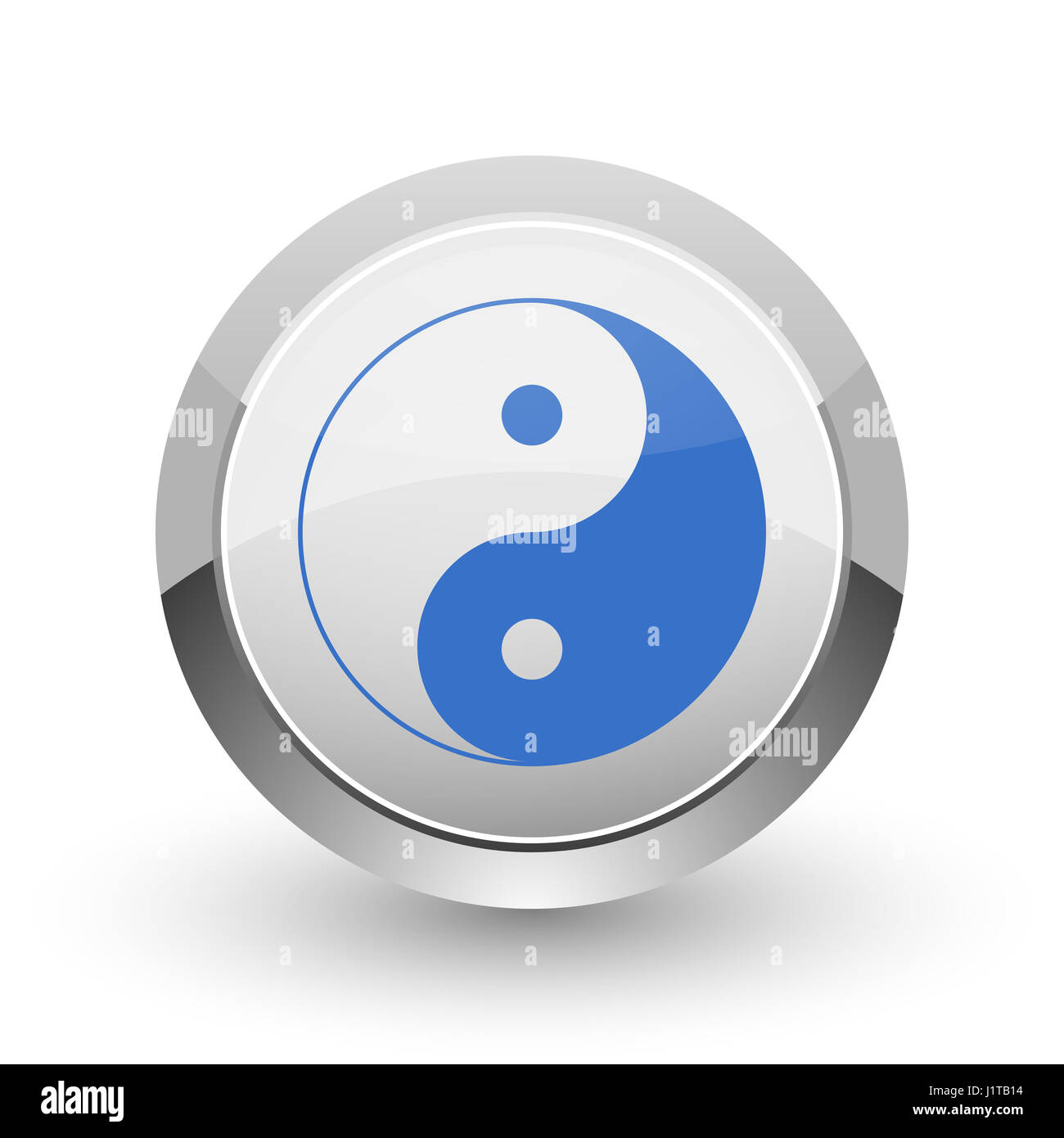 Ying yang chrome border web and smartphone apps design round glossy ...