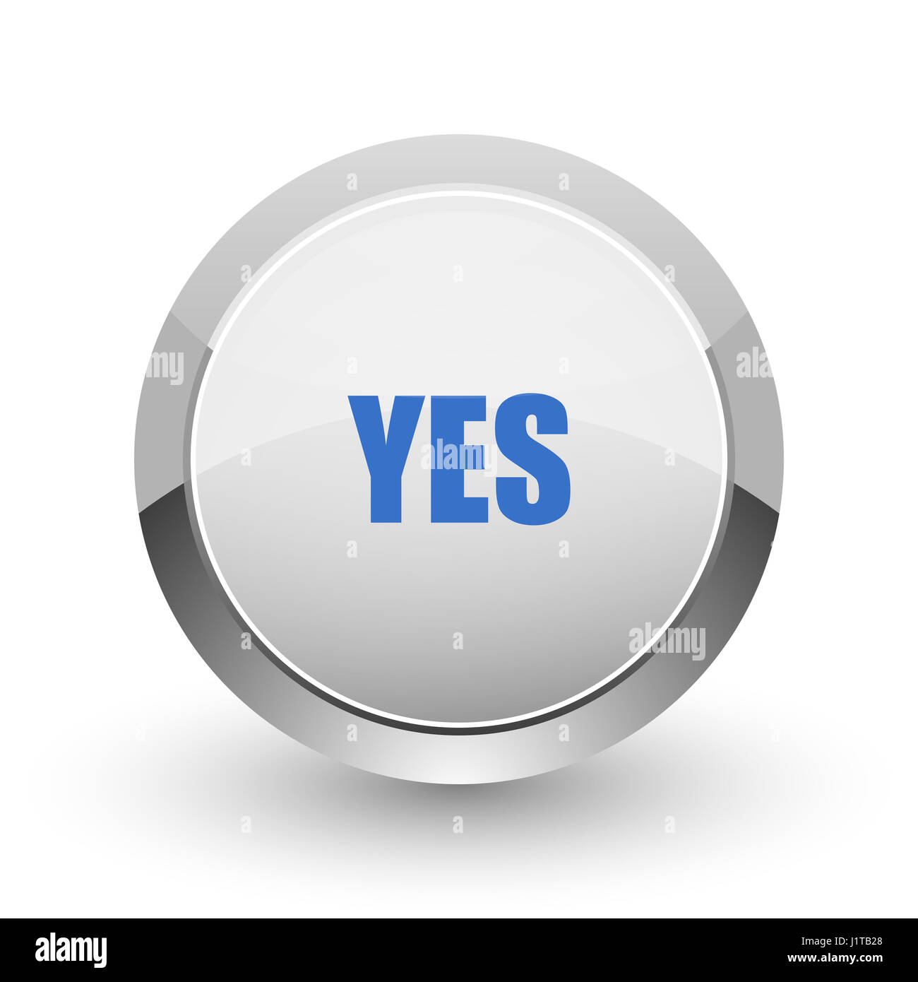 Yes chrome border web and smartphone apps design round glossy icon ...