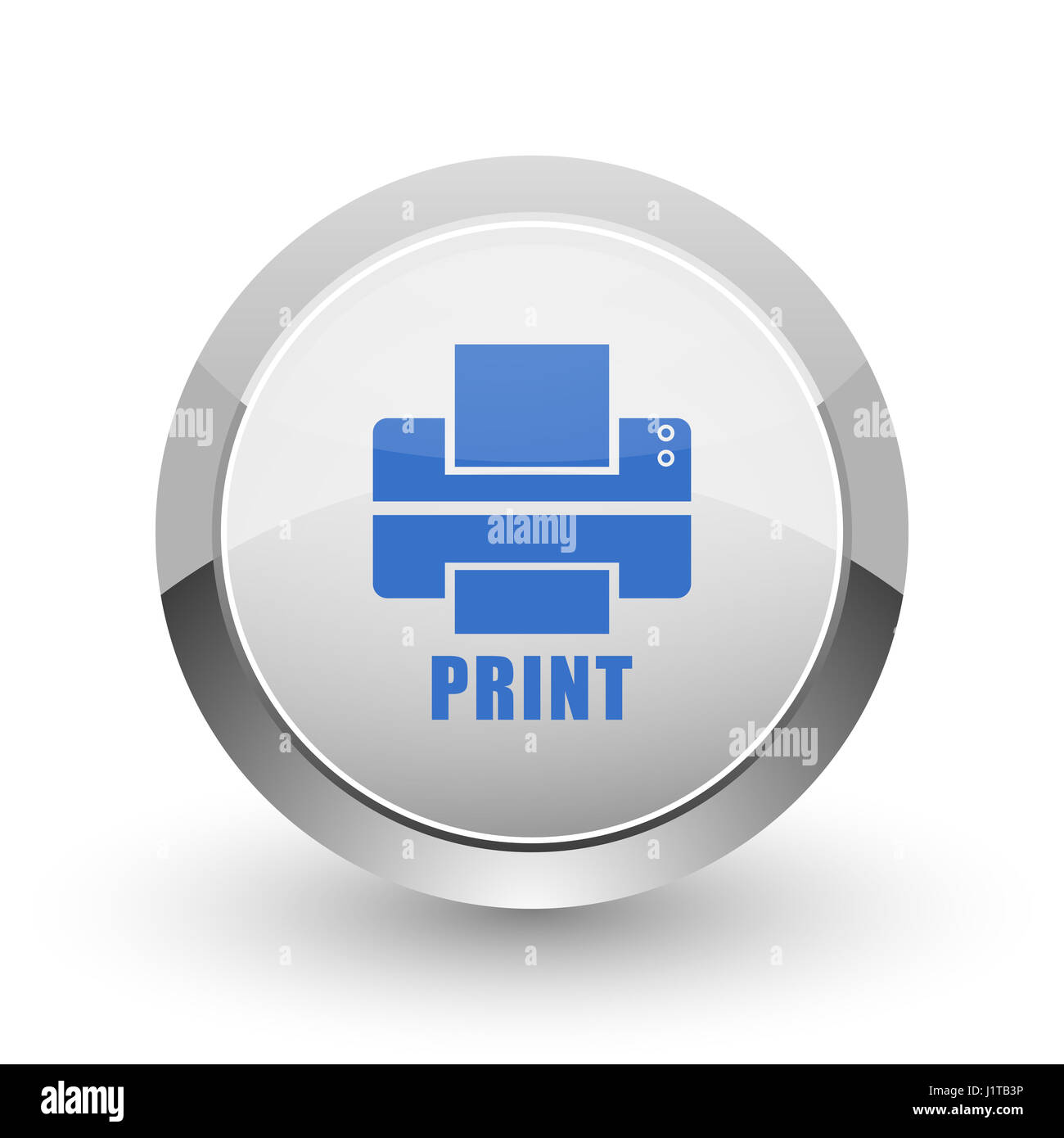 Printer chrome border web and smartphone apps design round glossy icon ...